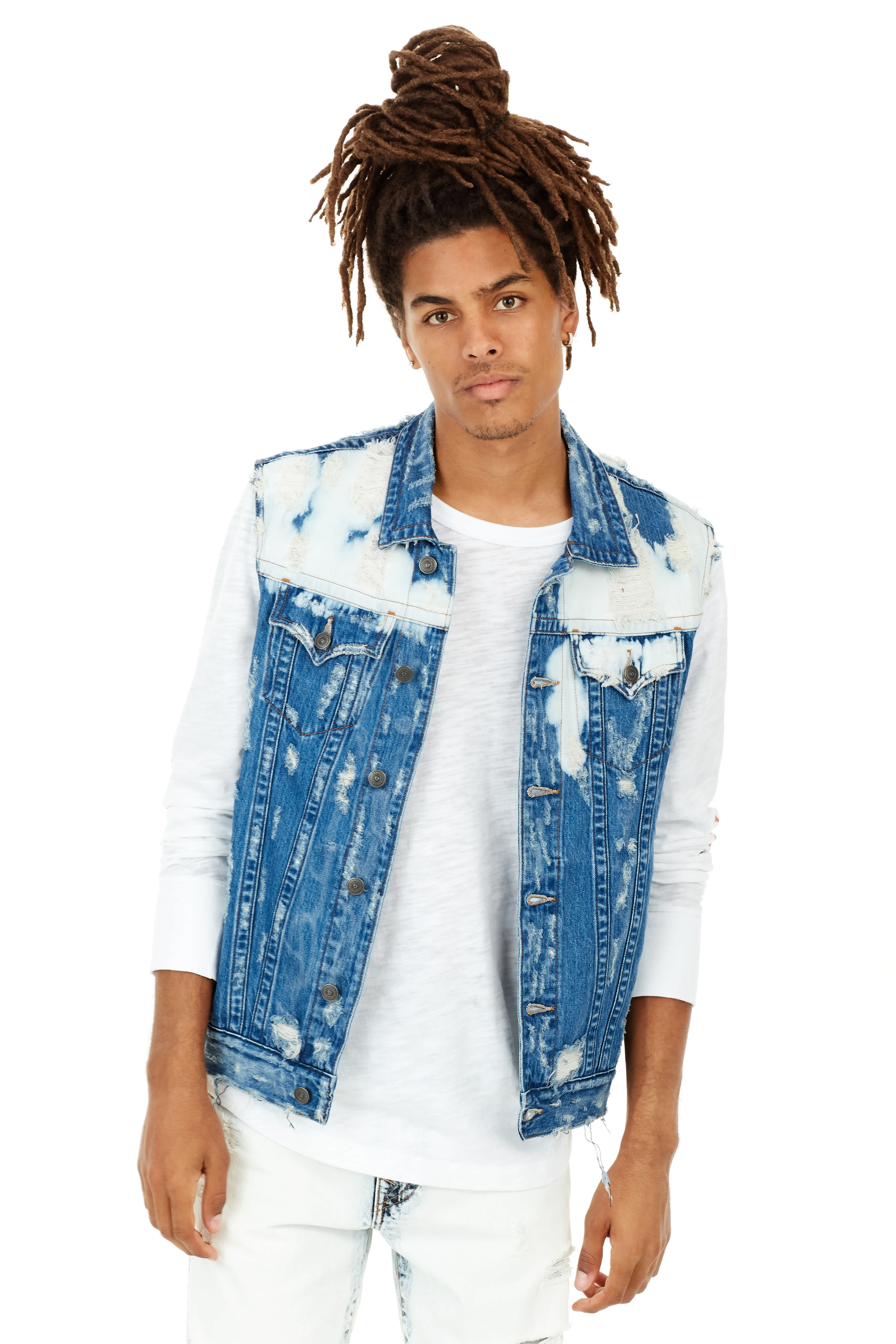 MENS BLEACHED DANNY RENEGADE DENIM VEST