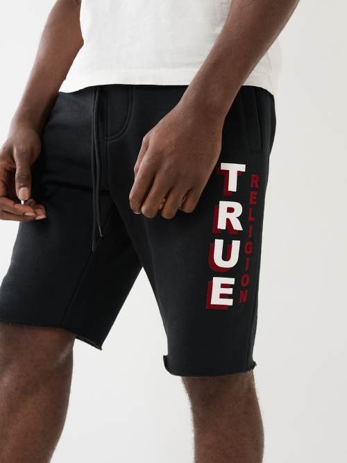FLOCKED TRUE LOGO FLEECE RAW HEM SHORT