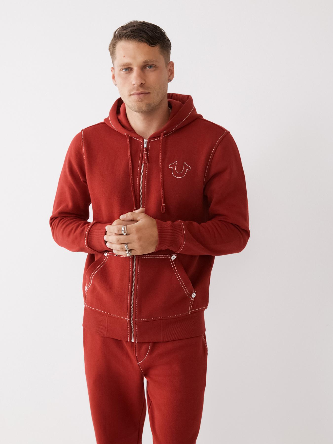 BIG T ZIP HOODIE - Red Dahlia | True Religion BIG T ZIP HOODIE - Red Dahlia | True Religion