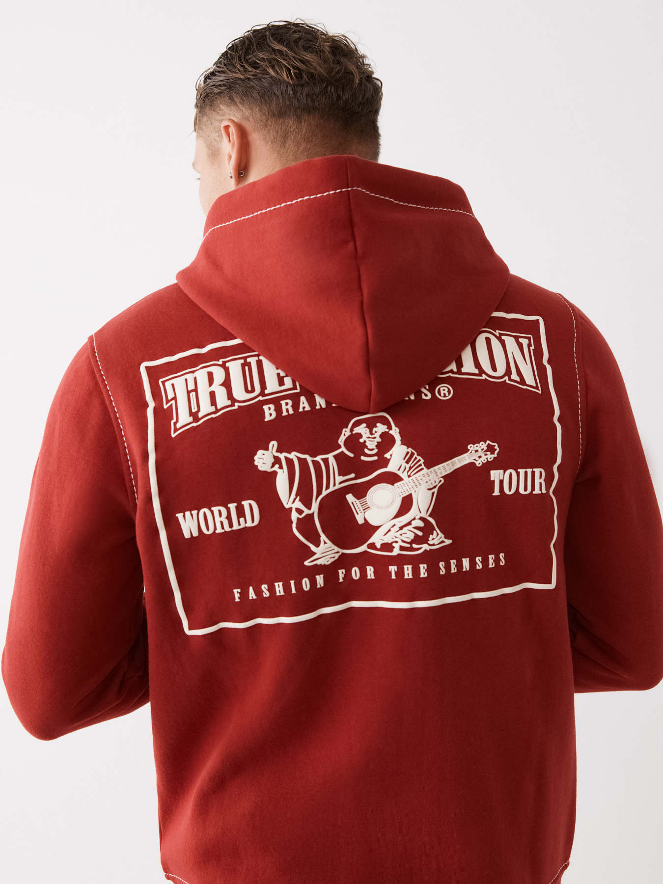 BIG T ZIP HOODIE - Red Dahlia | True Religion BIG T ZIP HOODIE - Red Dahlia | True Religion