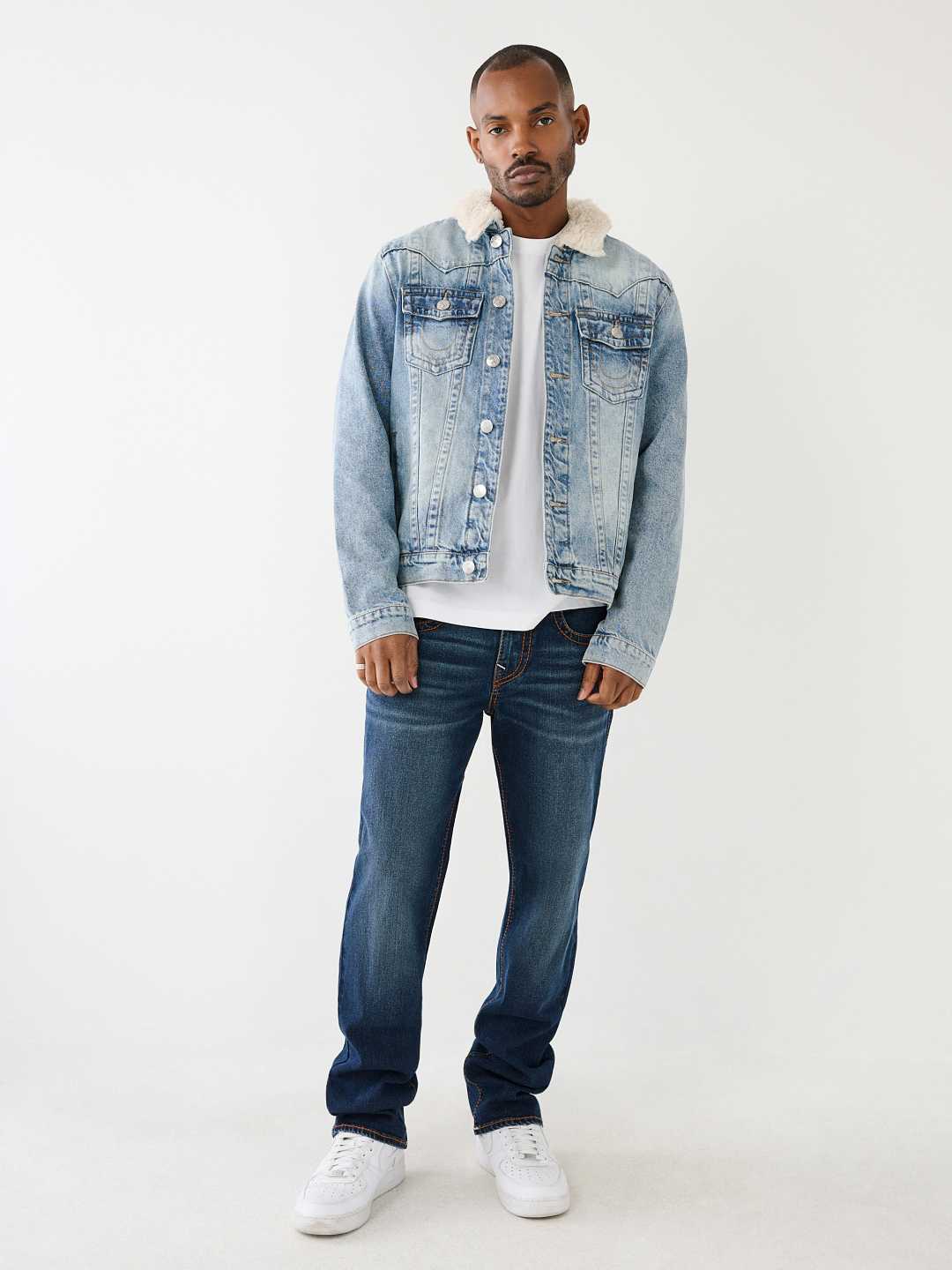 FAUX SHEARLING JIMMY DENIM JACKET