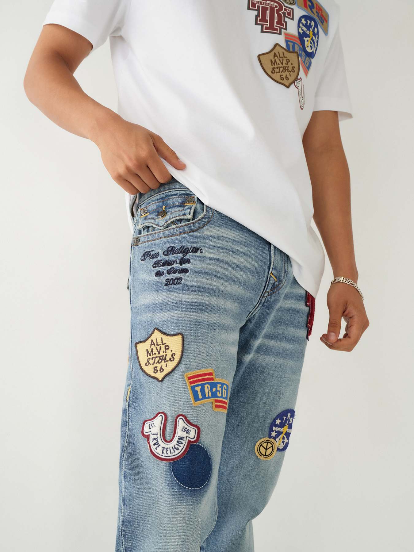 ROCCO PATCHES SKINNY JEAN 32" - Orian Medium Wash | True Religion