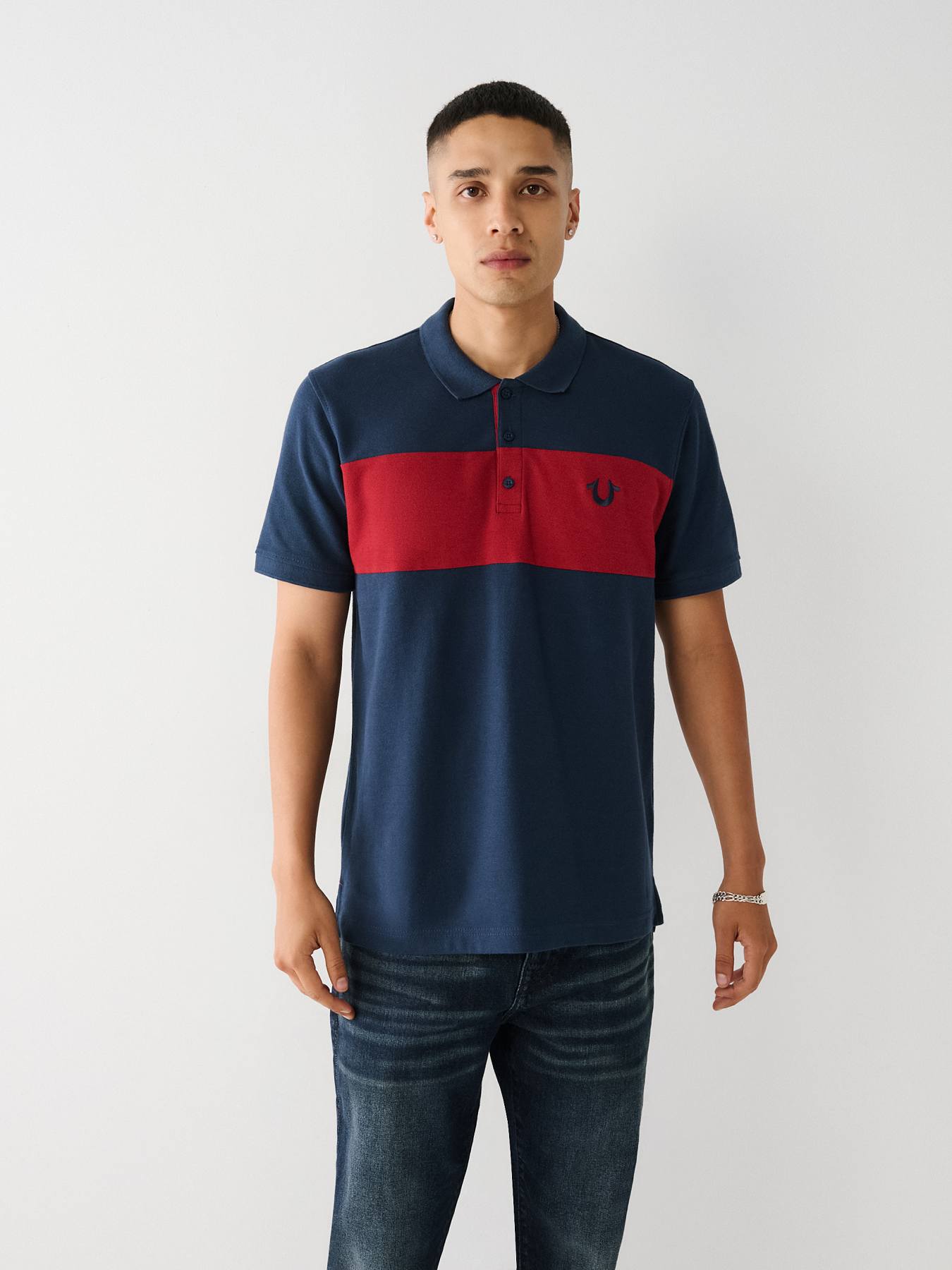 COLOR BLOCK LOGO POLO SHIRT
