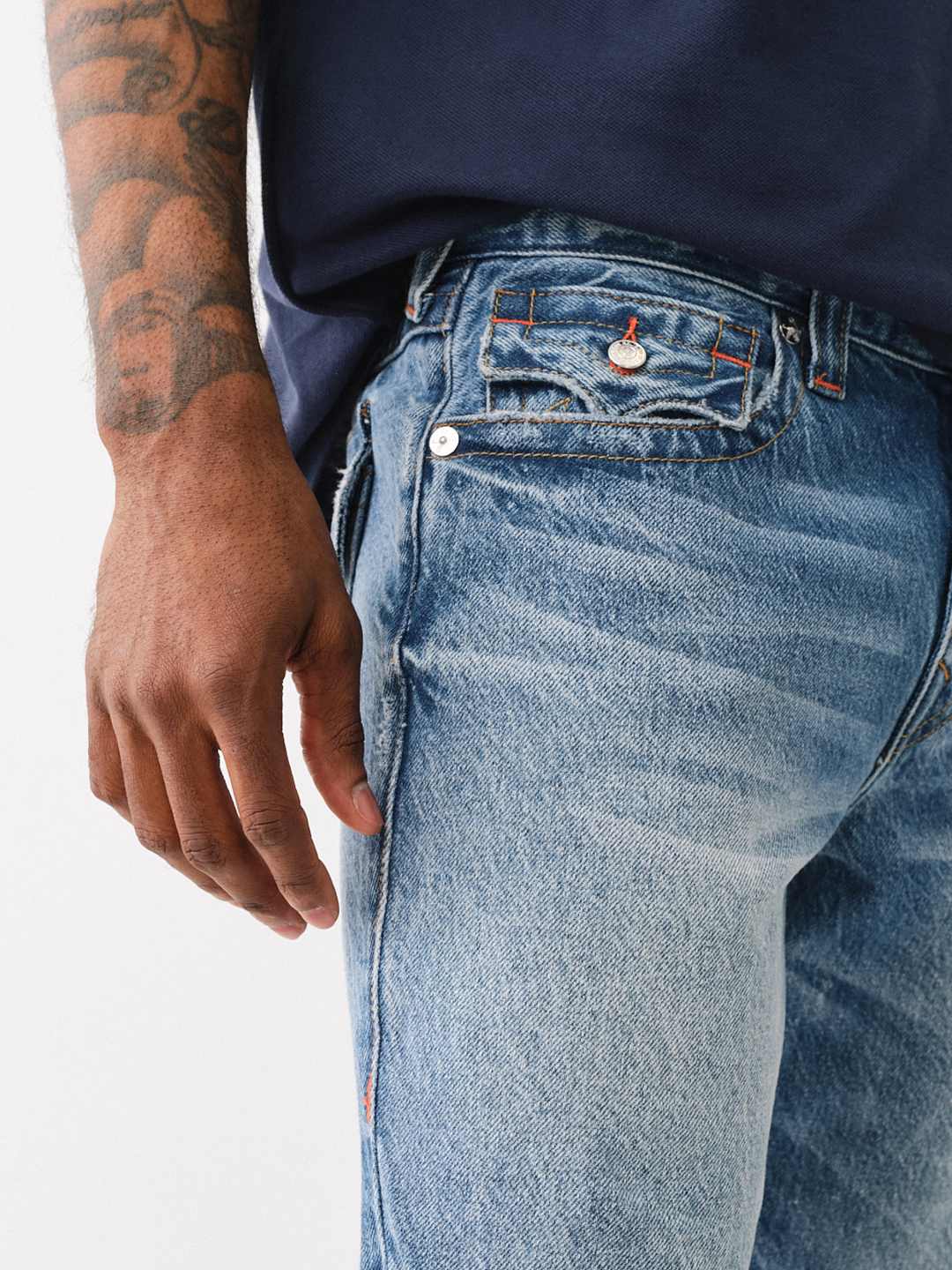 RICKY ROPE STITCH DISTRESSED JEAN - Itonda Medium Wash With Rips | True ...