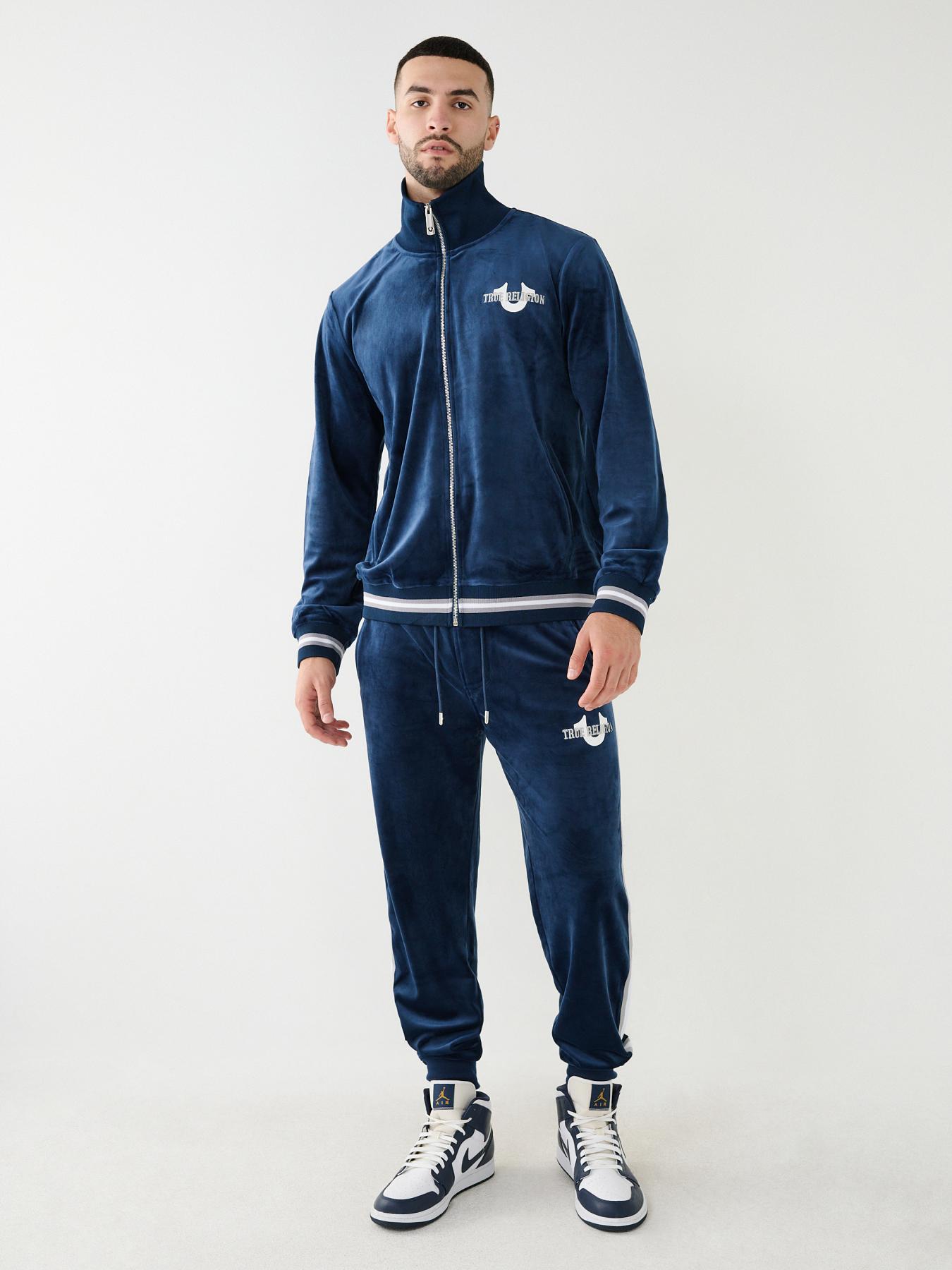 VELOUR TR LOGO VARSITY STRIPE TRACK PANT
