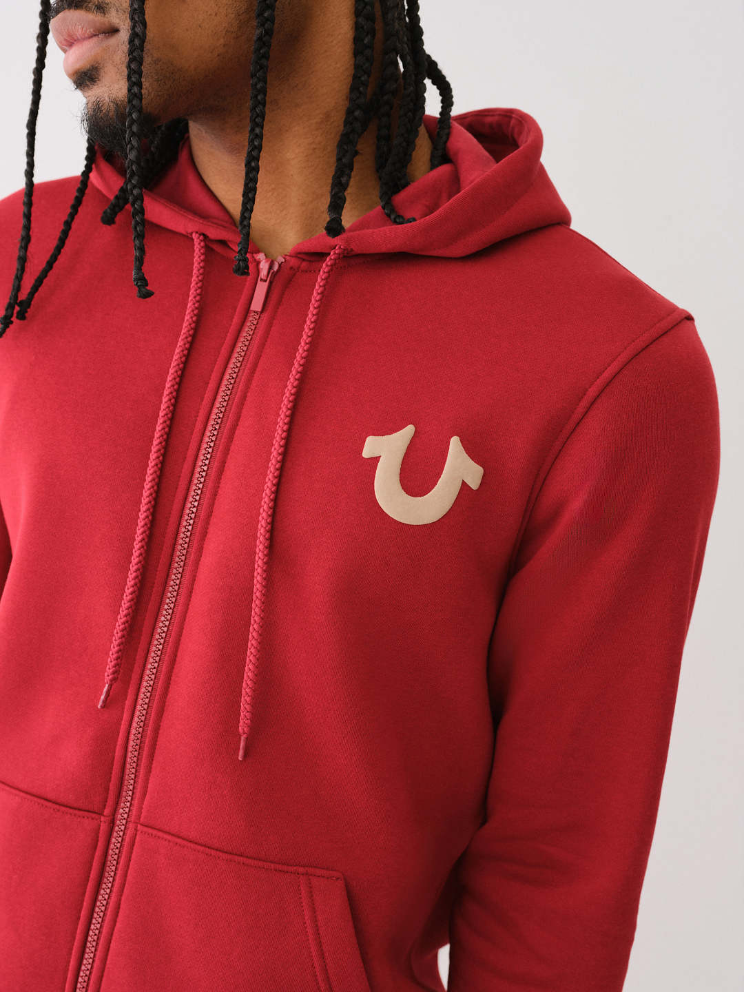 PUFF PRINT LOGO ZIP HOODIE - Red Dahlia | True Religion
