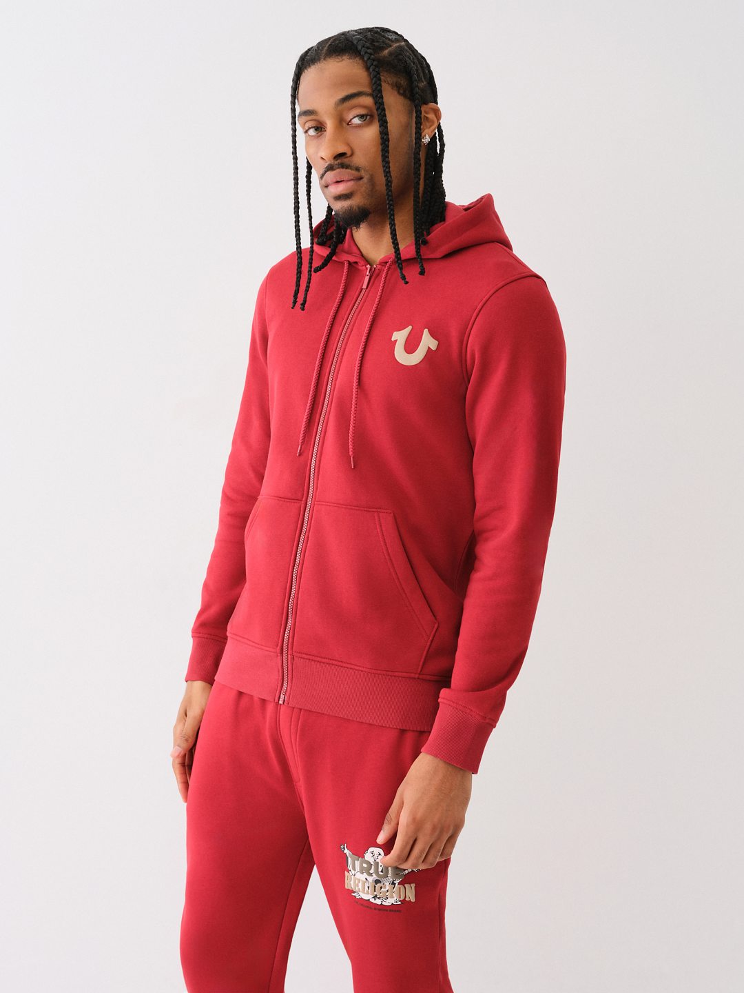 PUFF PRINT LOGO ZIP HOODIE - Red Dahlia | True Religion