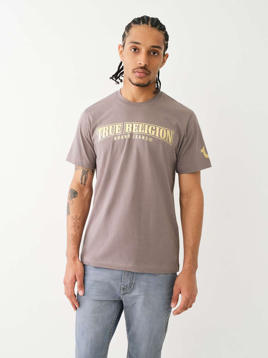 METALLIC LOGO CREW TEE