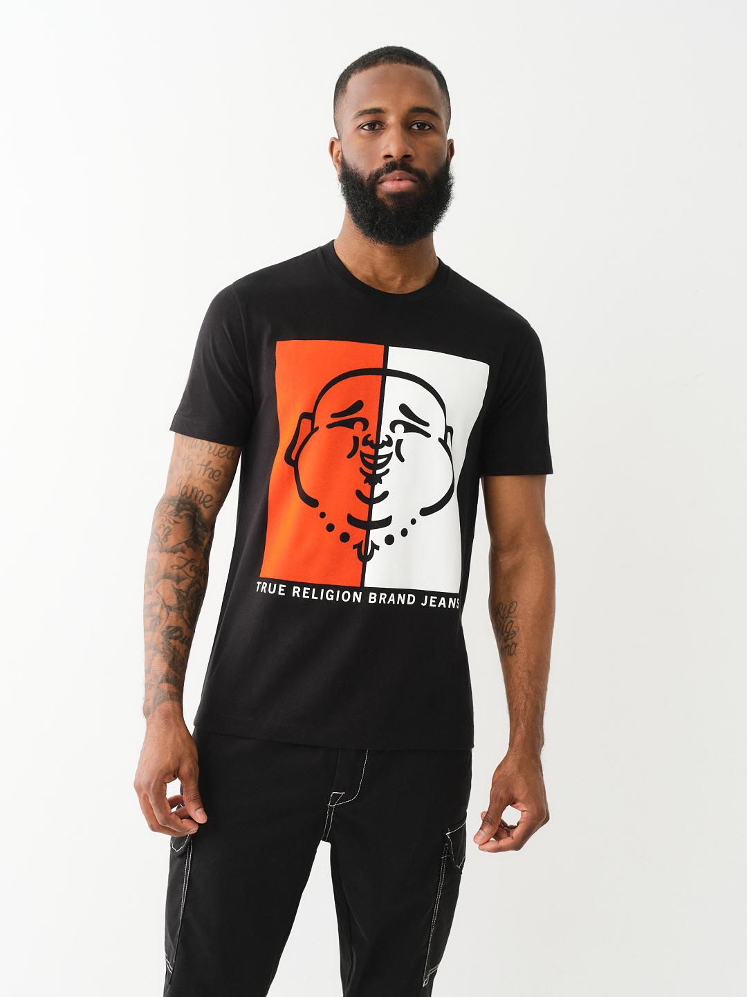 FLOCKED SPLIT BUDDHA FACE TEE | True Religion