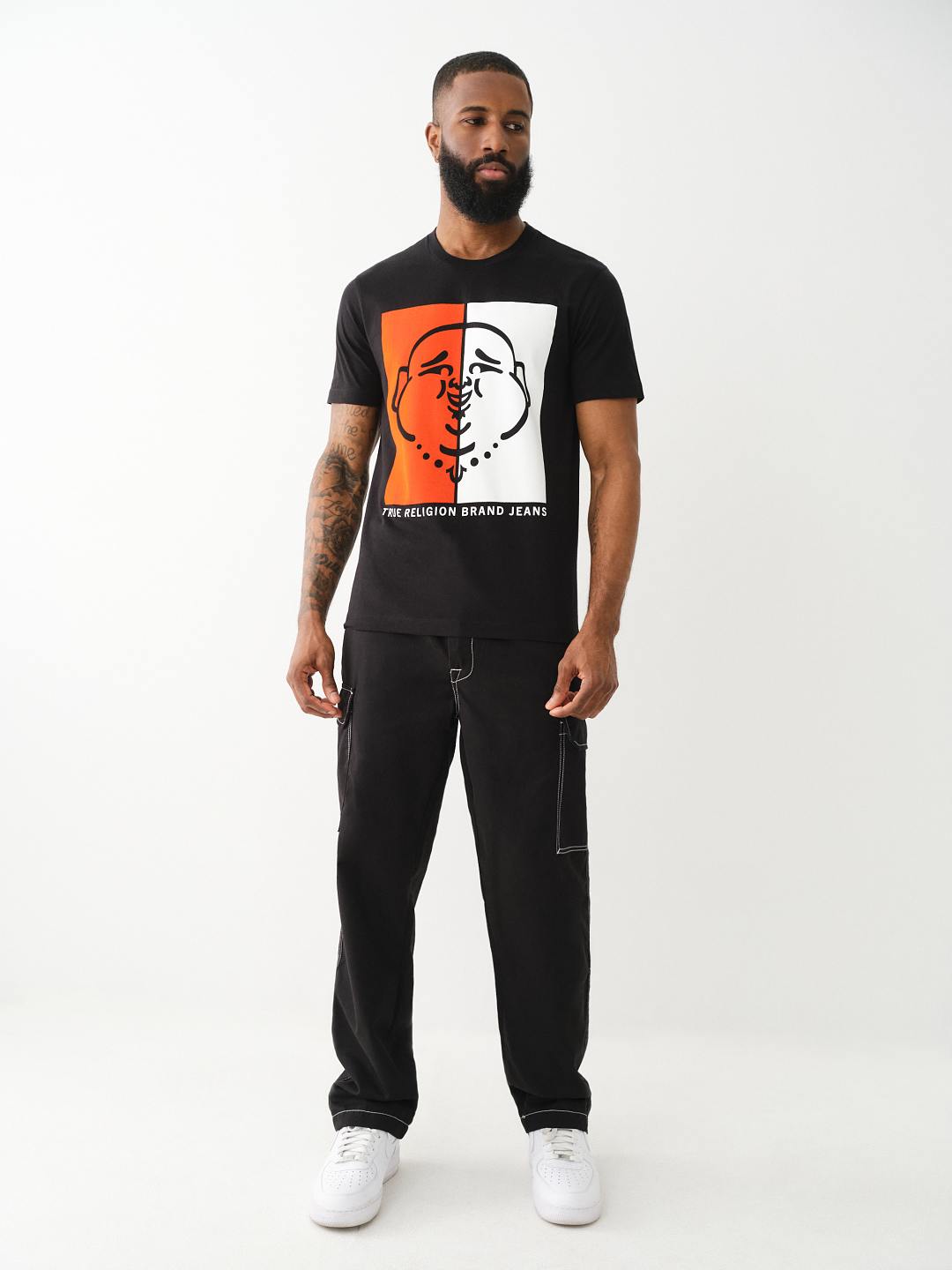 FLOCKED SPLIT BUDDHA FACE TEE | True Religion
