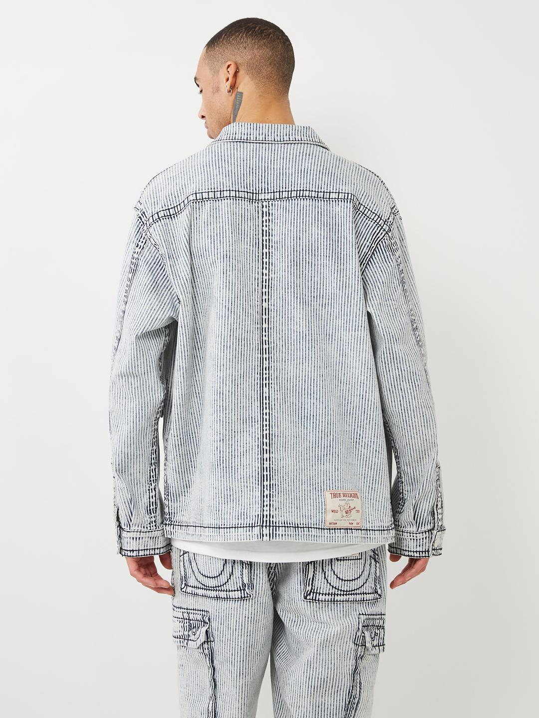 HICKORY STRIPE BIG T SHACKET - Crashing Wave Wash | True Religion