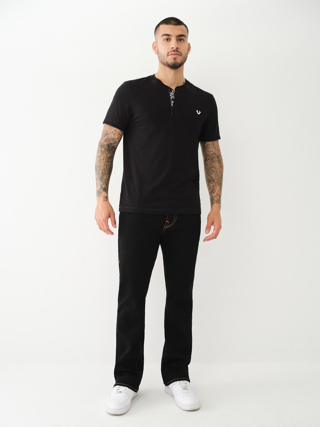 LOGO PLACKET SHORT SLEEVE HENLEY TEE | True Religion