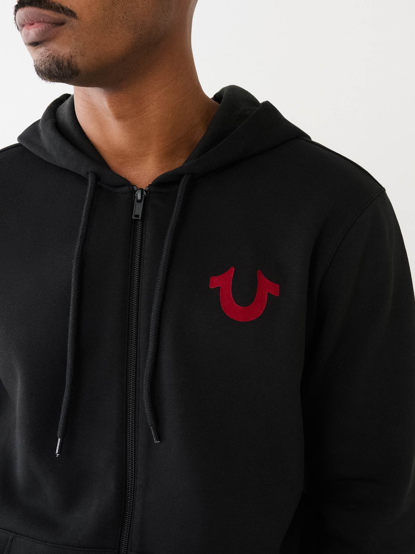 FLOCKED ARCH TR STAR ZIP HOODIE