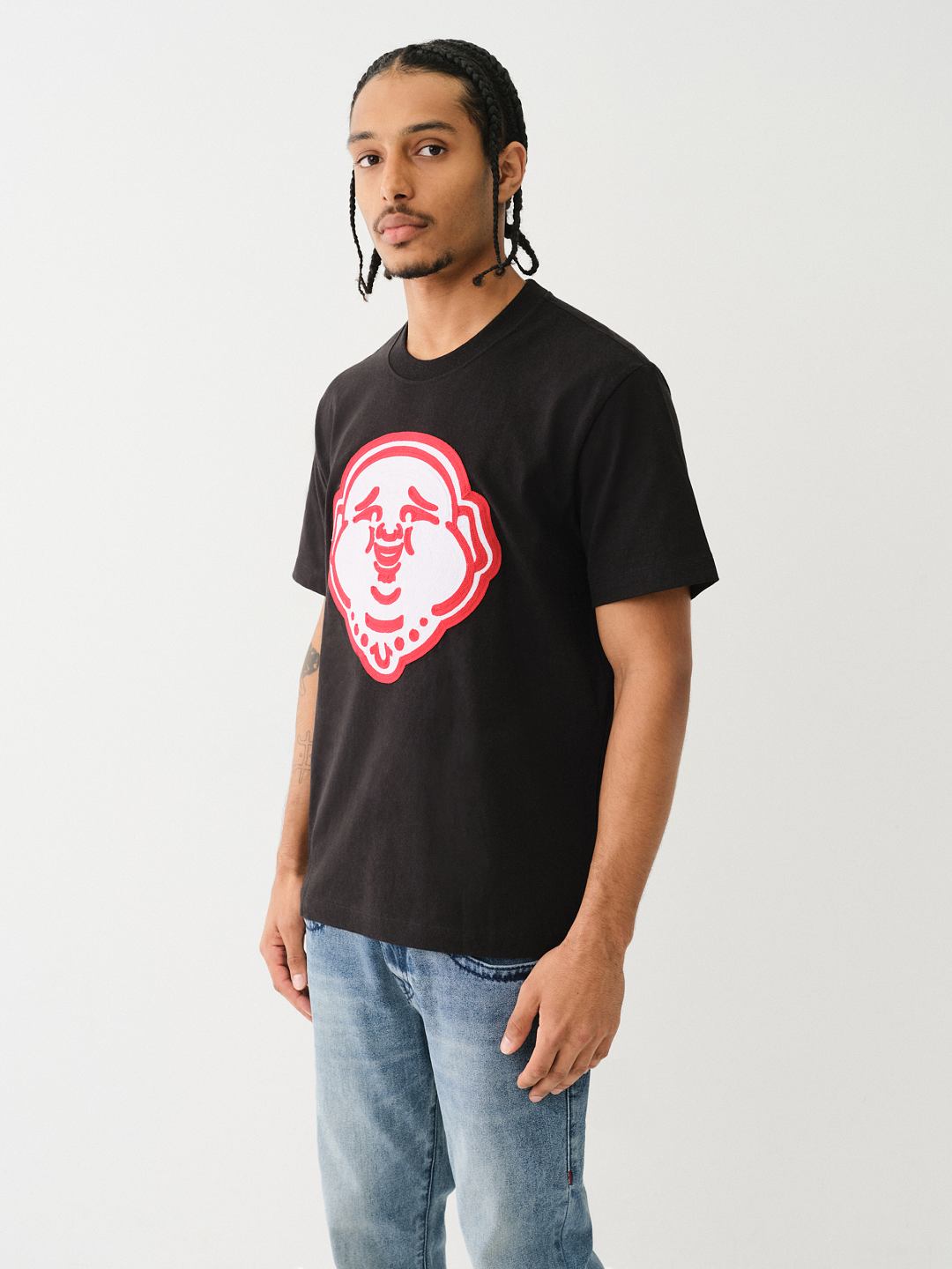 CHAIN STITCH EMBROIDERY BUDDHA FACE TEE | True Religion