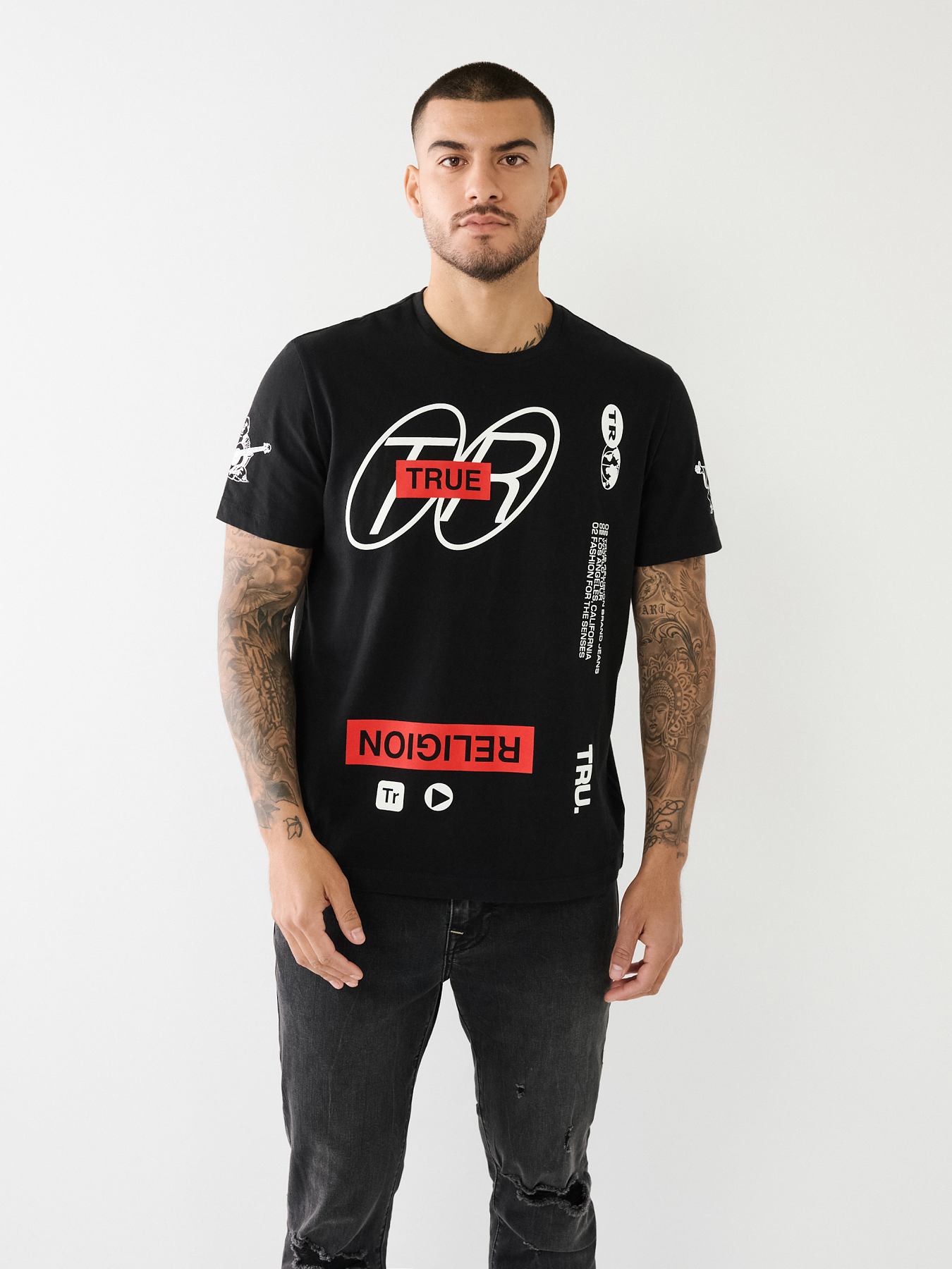 TR HIGH DENSITY LOGO TEE - Black | True Religion