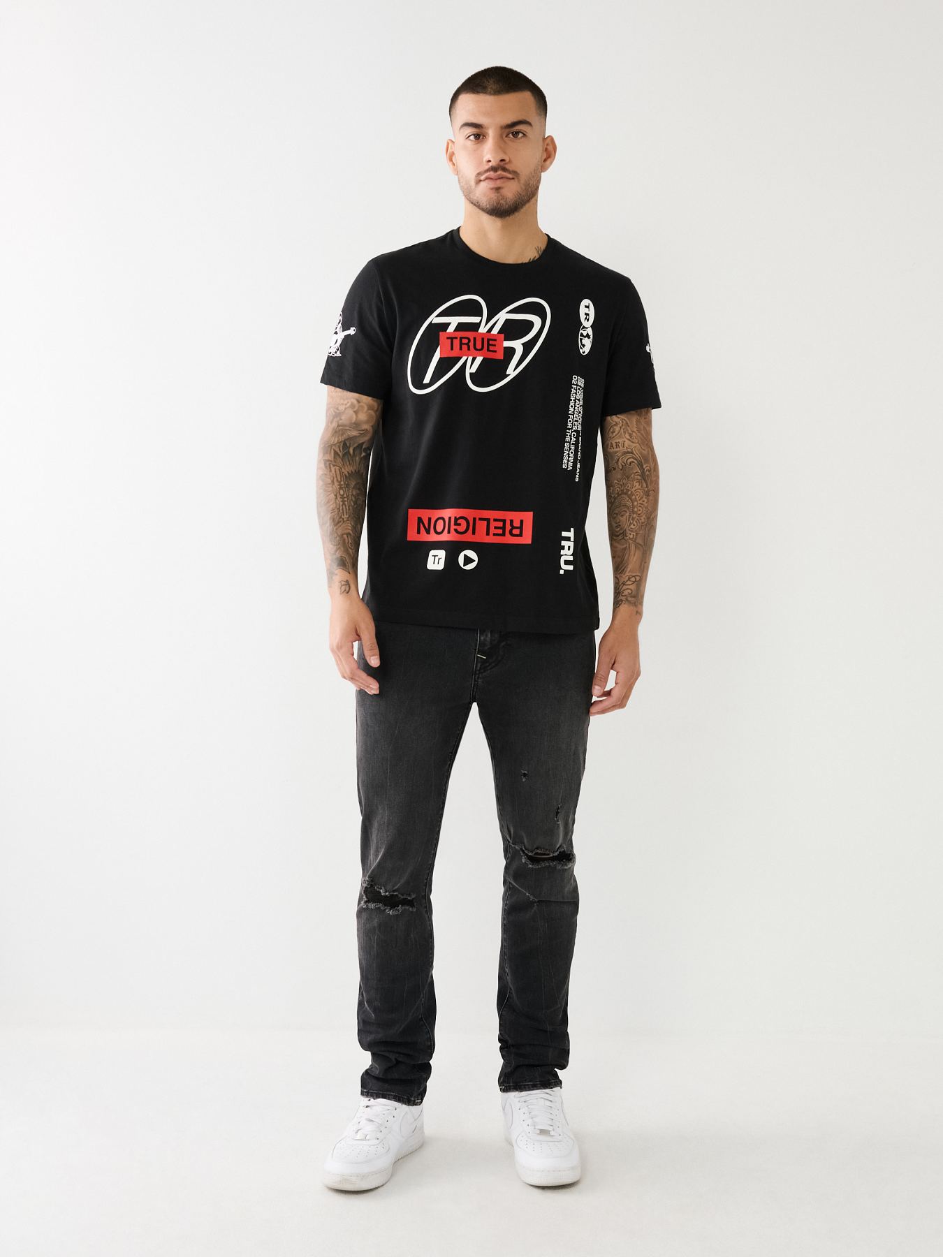 TR HIGH DENSITY LOGO TEE - Black | True Religion