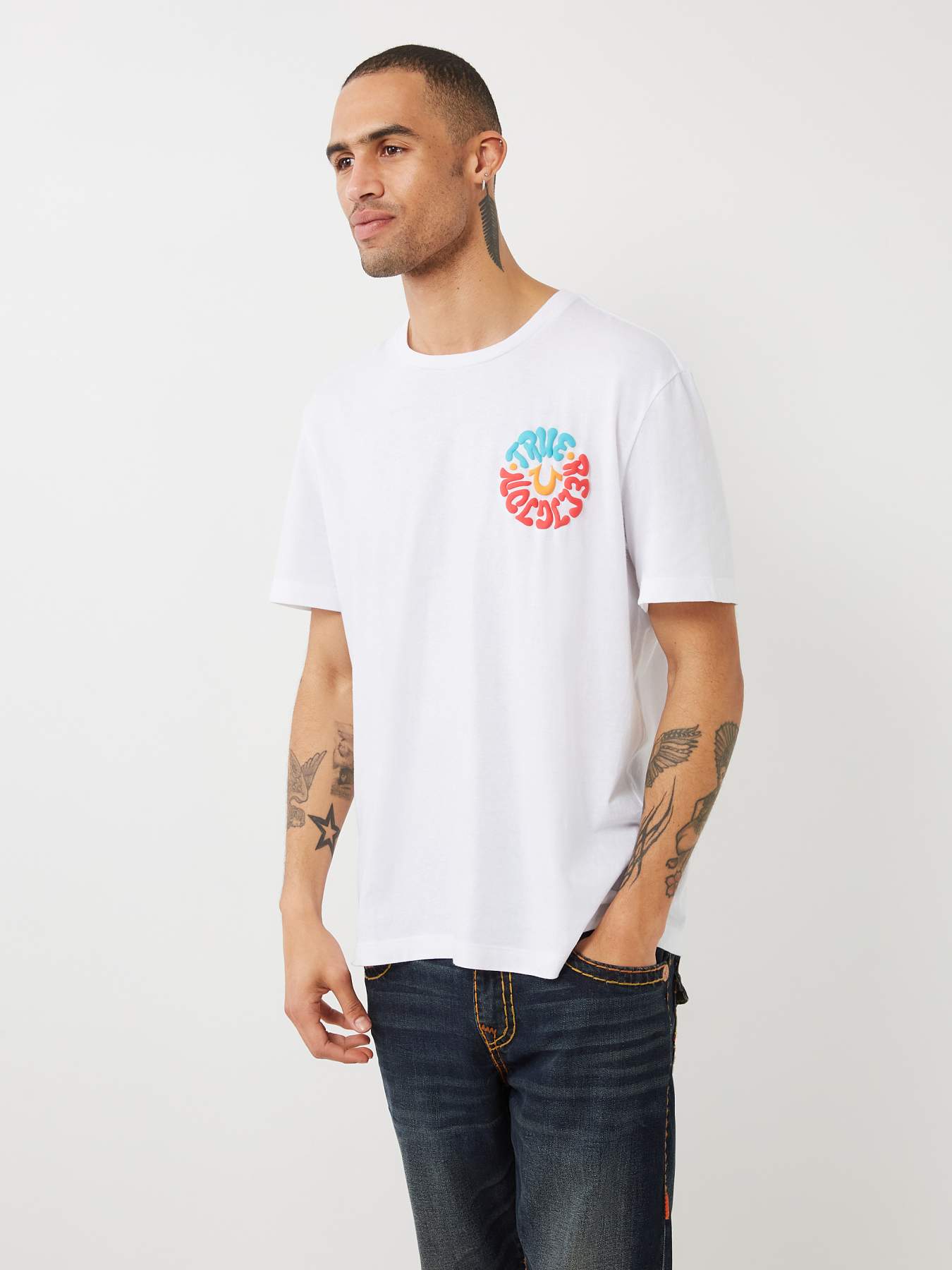 LOGO PUFF PRINT CREW TEE - White | True Religion