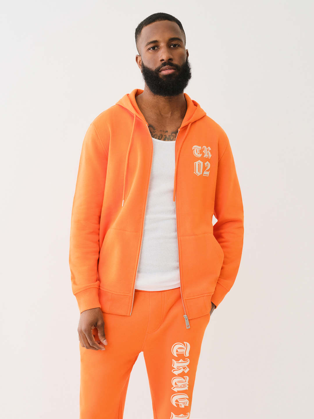 FLOCK LOGO ZIP HOODIE - Orange | True Religion
