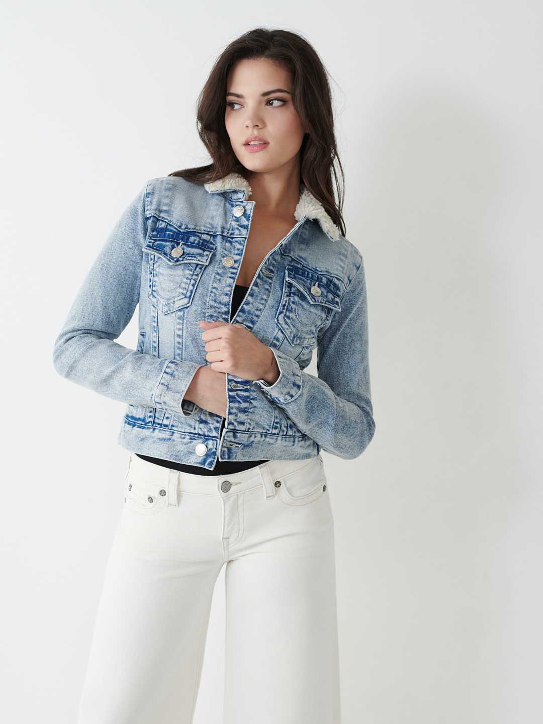 FAUX SHEARLING JIMMY DENIM JACKET