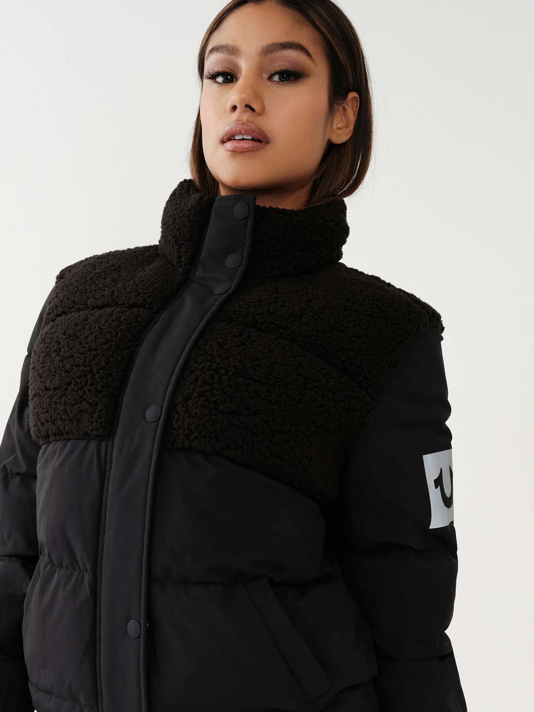 FAUX SHEARLING LOGO PUFFER JACKET | True Religion