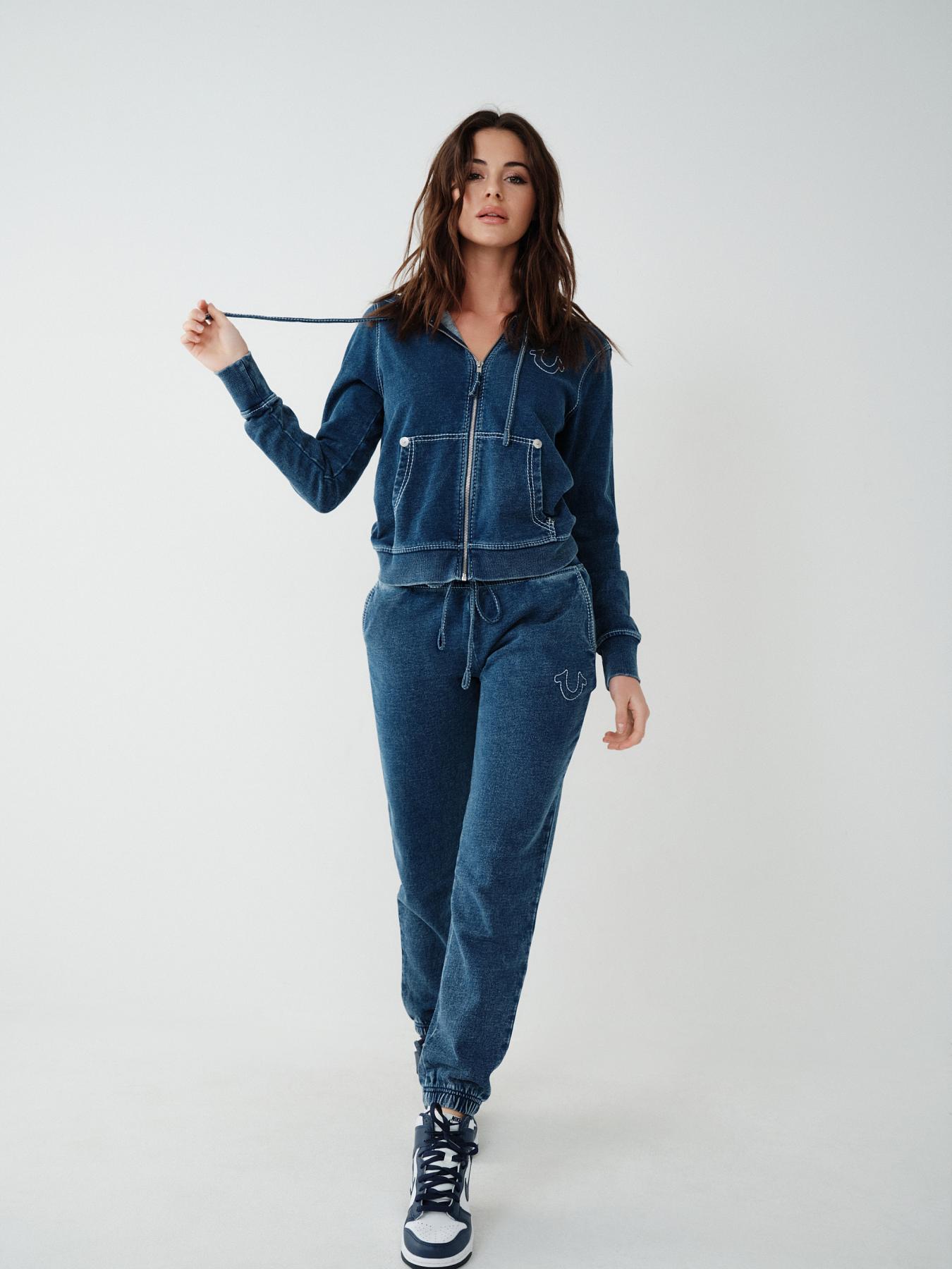 INDIGO BIG T ZIP HOODIE