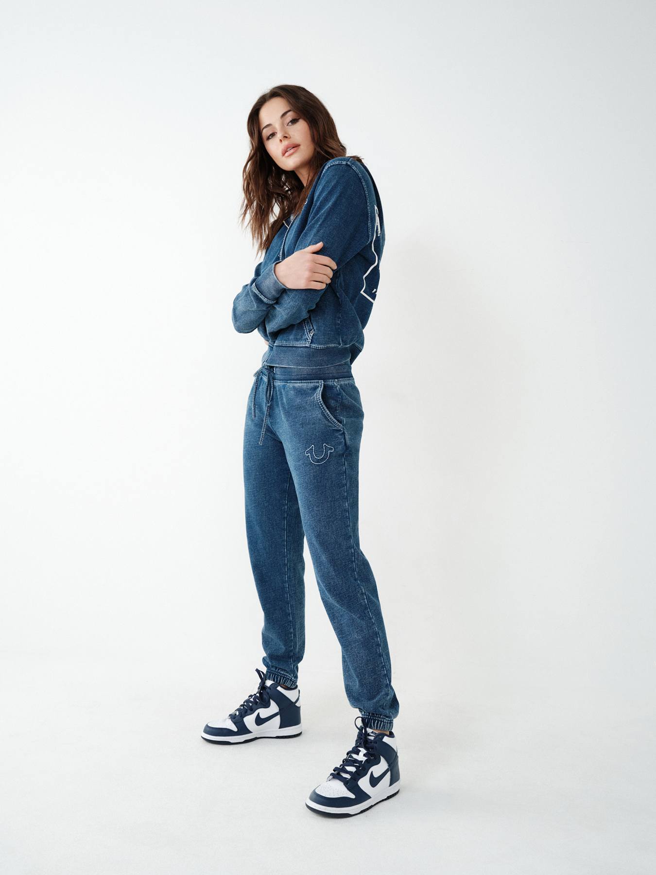 INDIGO BIG T ZIP HOODIE