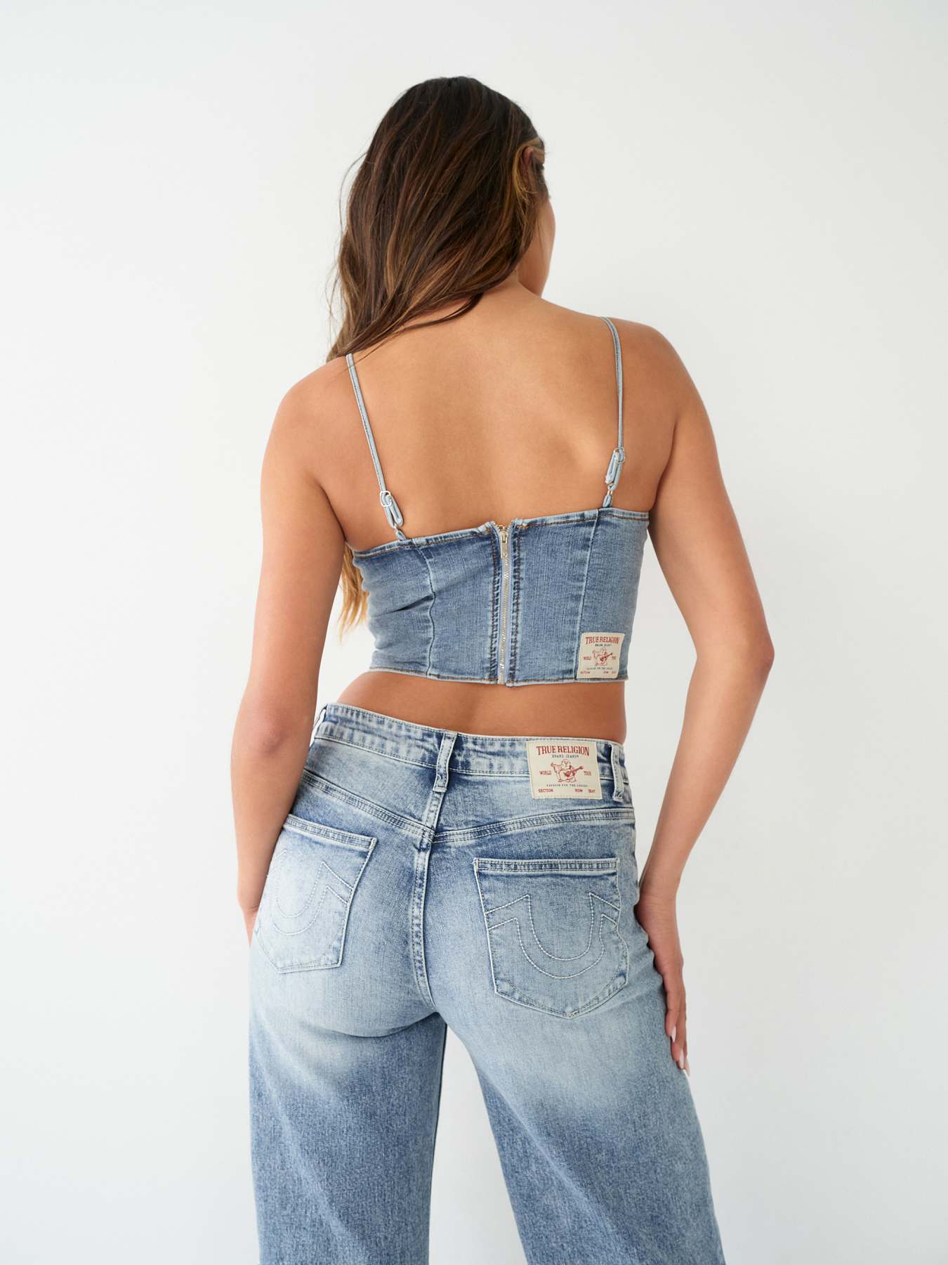 LACE UP DENIM BUSTIER TOP | True Religion