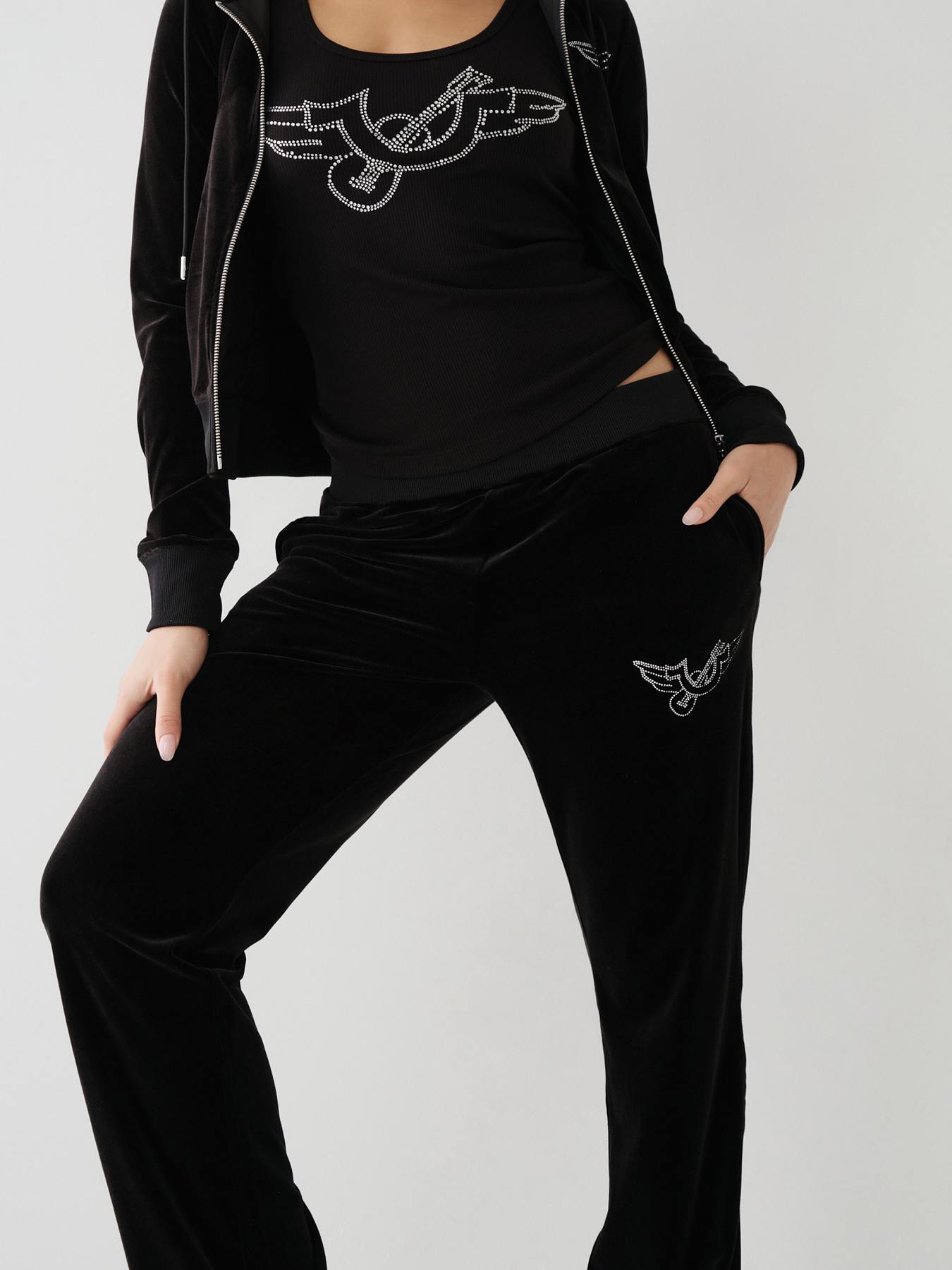 CRYSTAL VELOUR LOGO TRACK PANT | True Religion