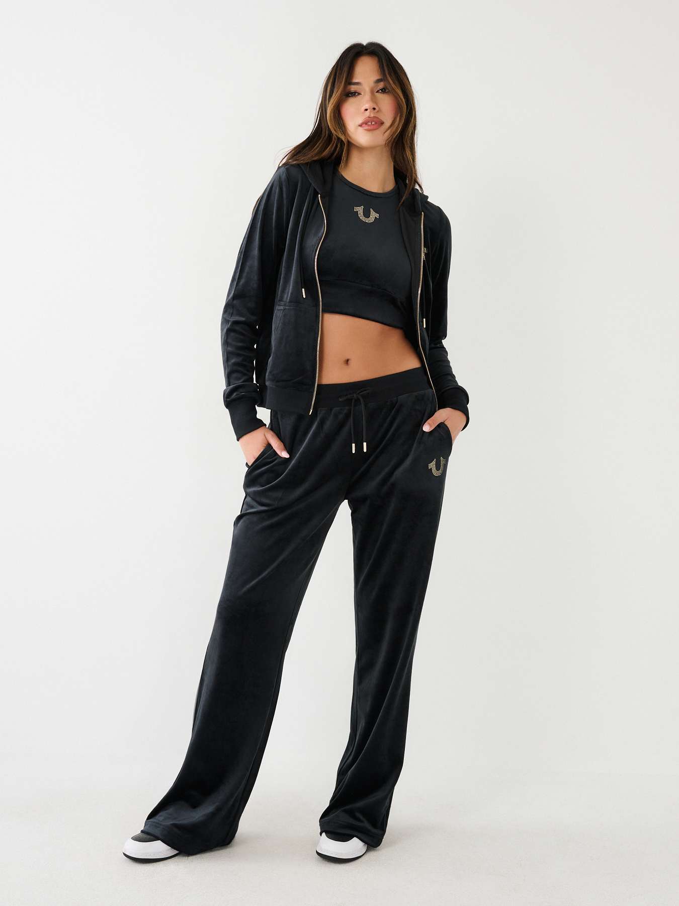 CRYSTAL VELOUR LOGO TRACK PANT | True Religion