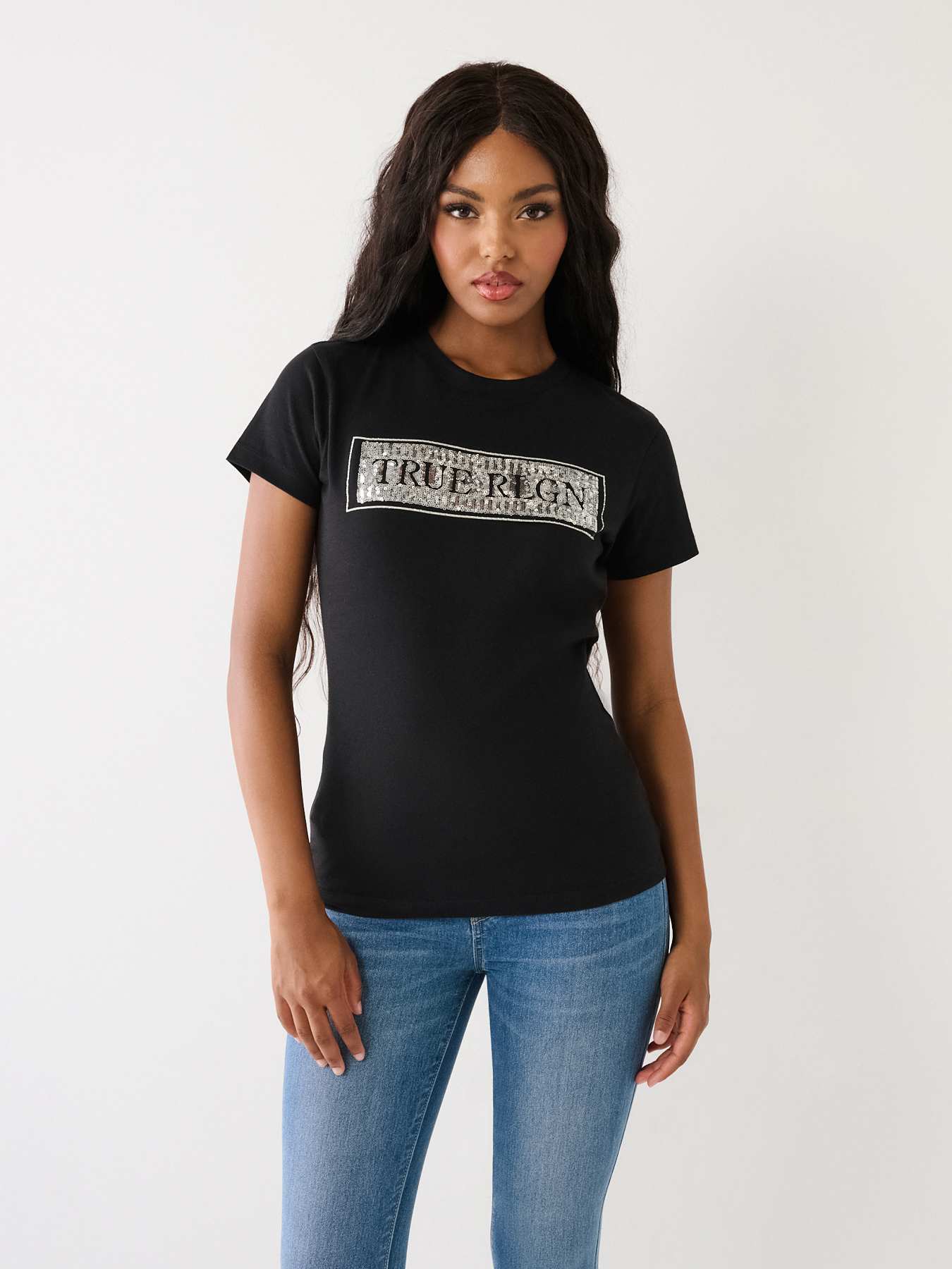 TRUE SEQUIN LOGO TEE