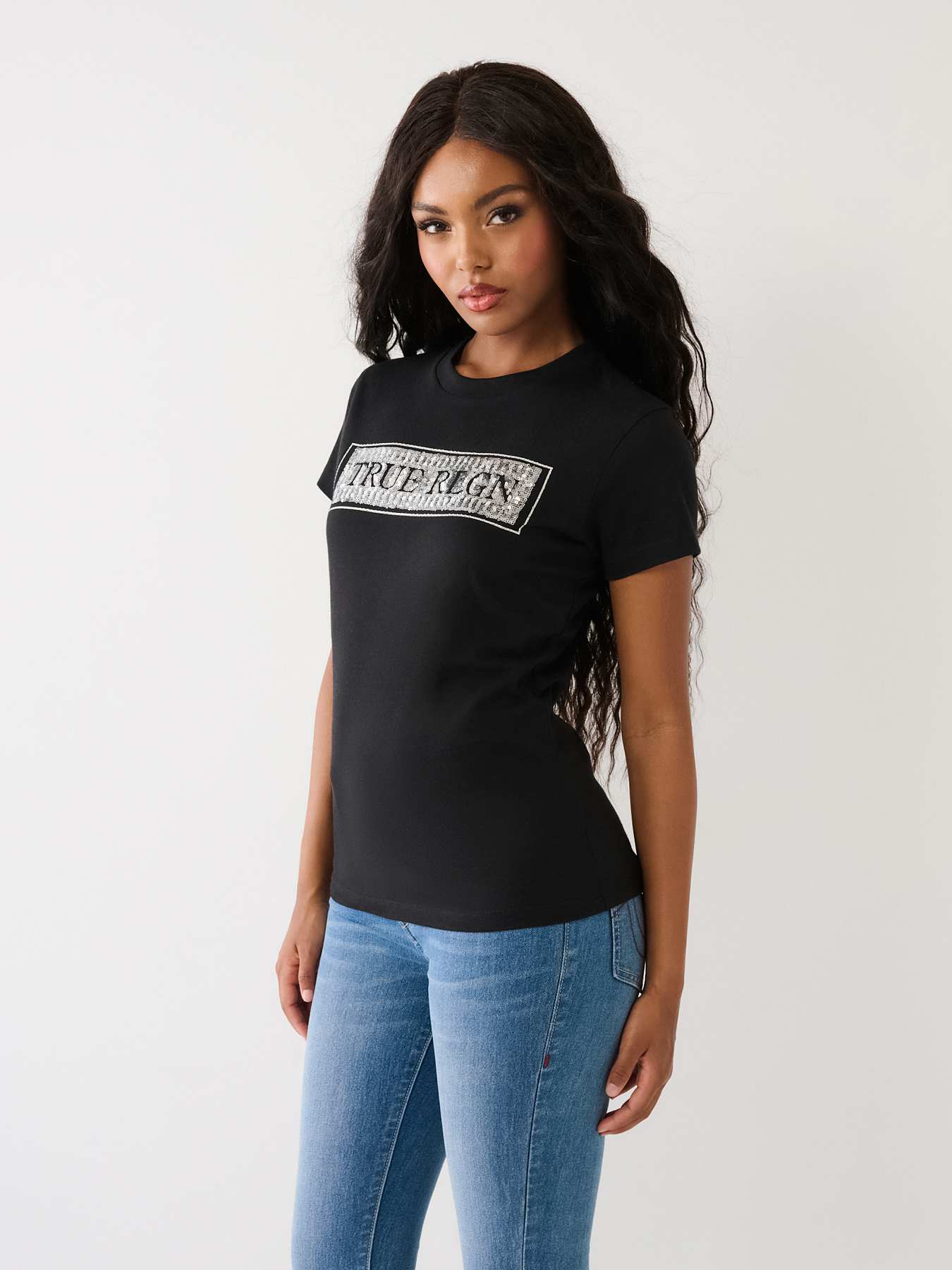 TRUE SEQUIN LOGO TEE