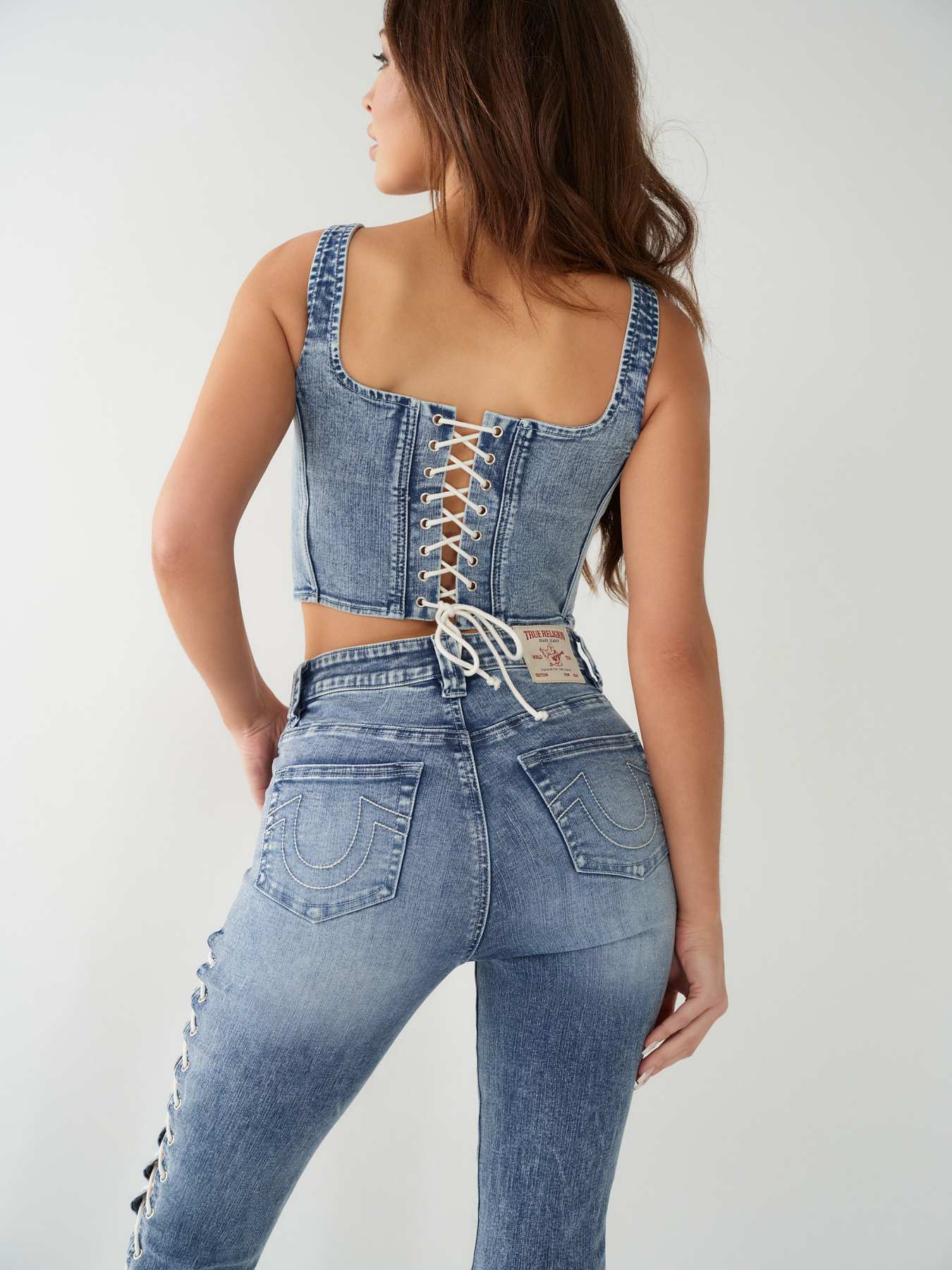 LACE UP DENIM CORSET TOP