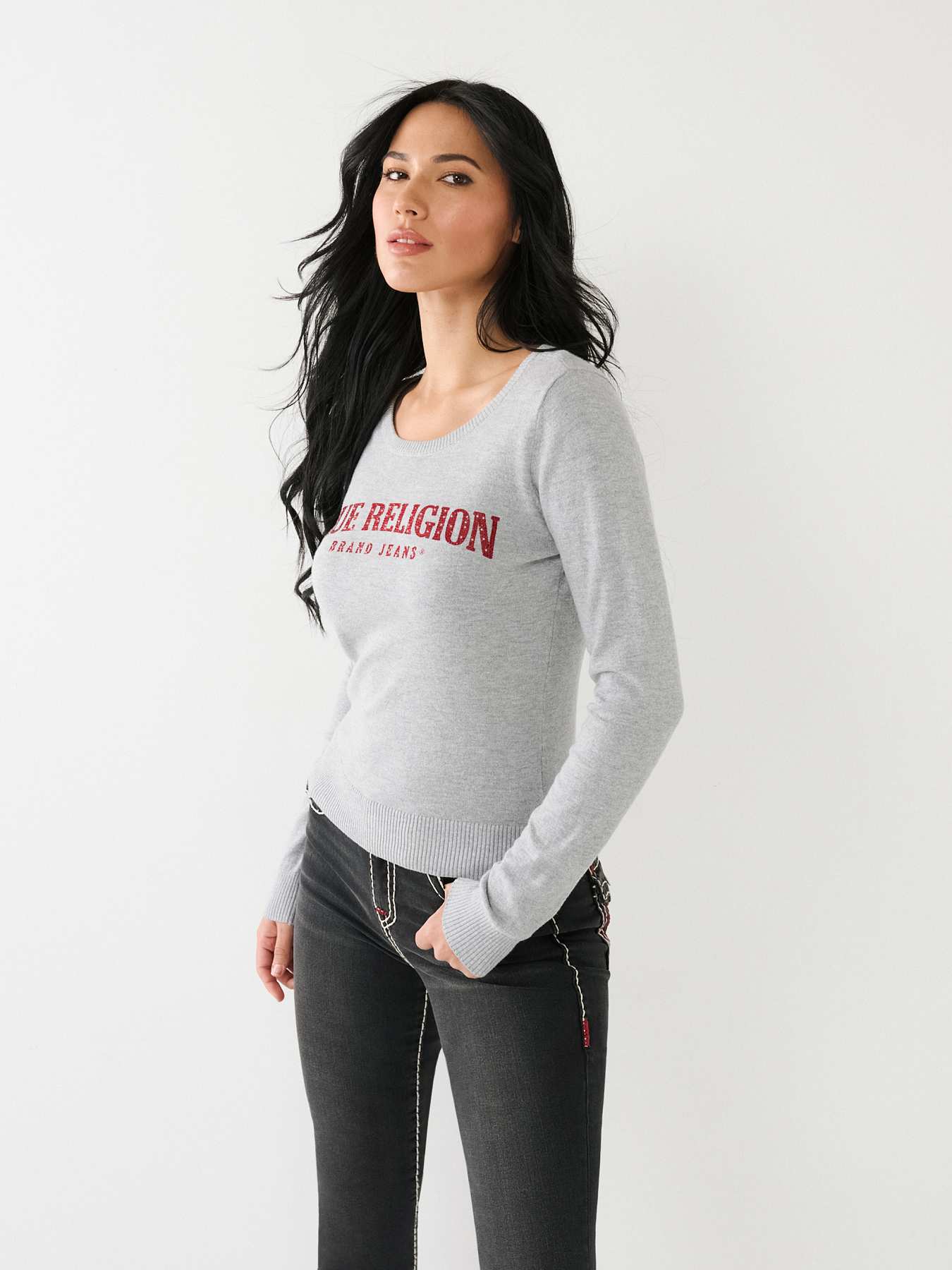 CRYSTAL TRUE RELIGION LOGO SWEATER