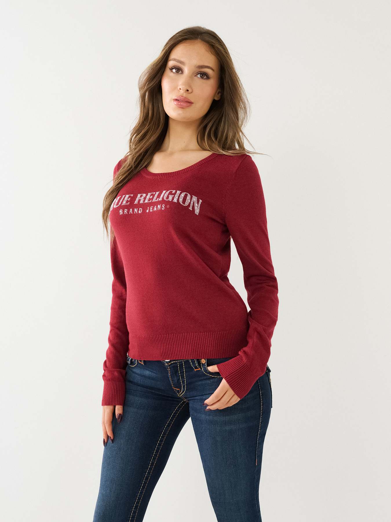 CRYSTAL TRUE RELIGION LOGO SWEATER