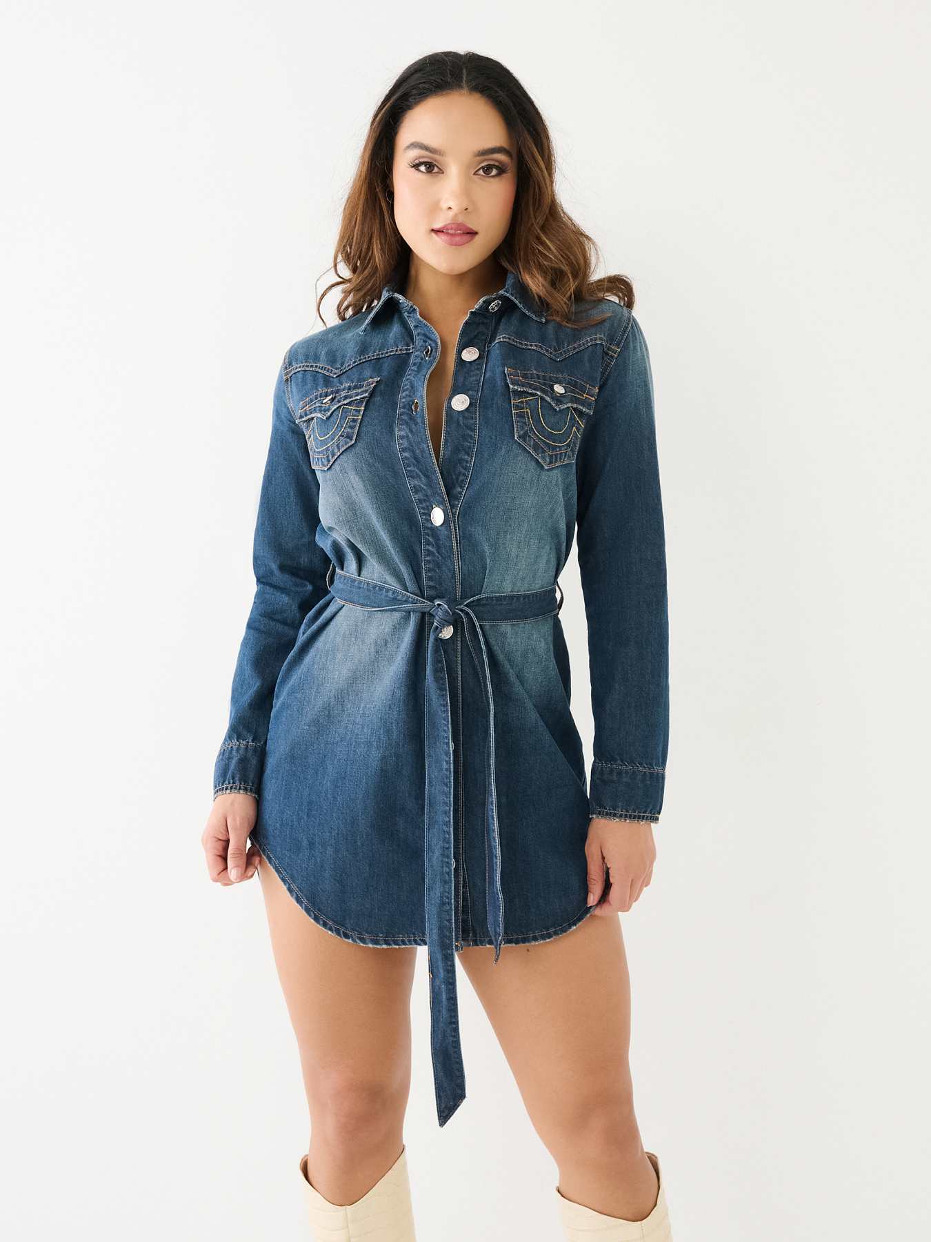 GEORGIA DENIM SHIRT DRESS - Mosaic Canyon | True Religion