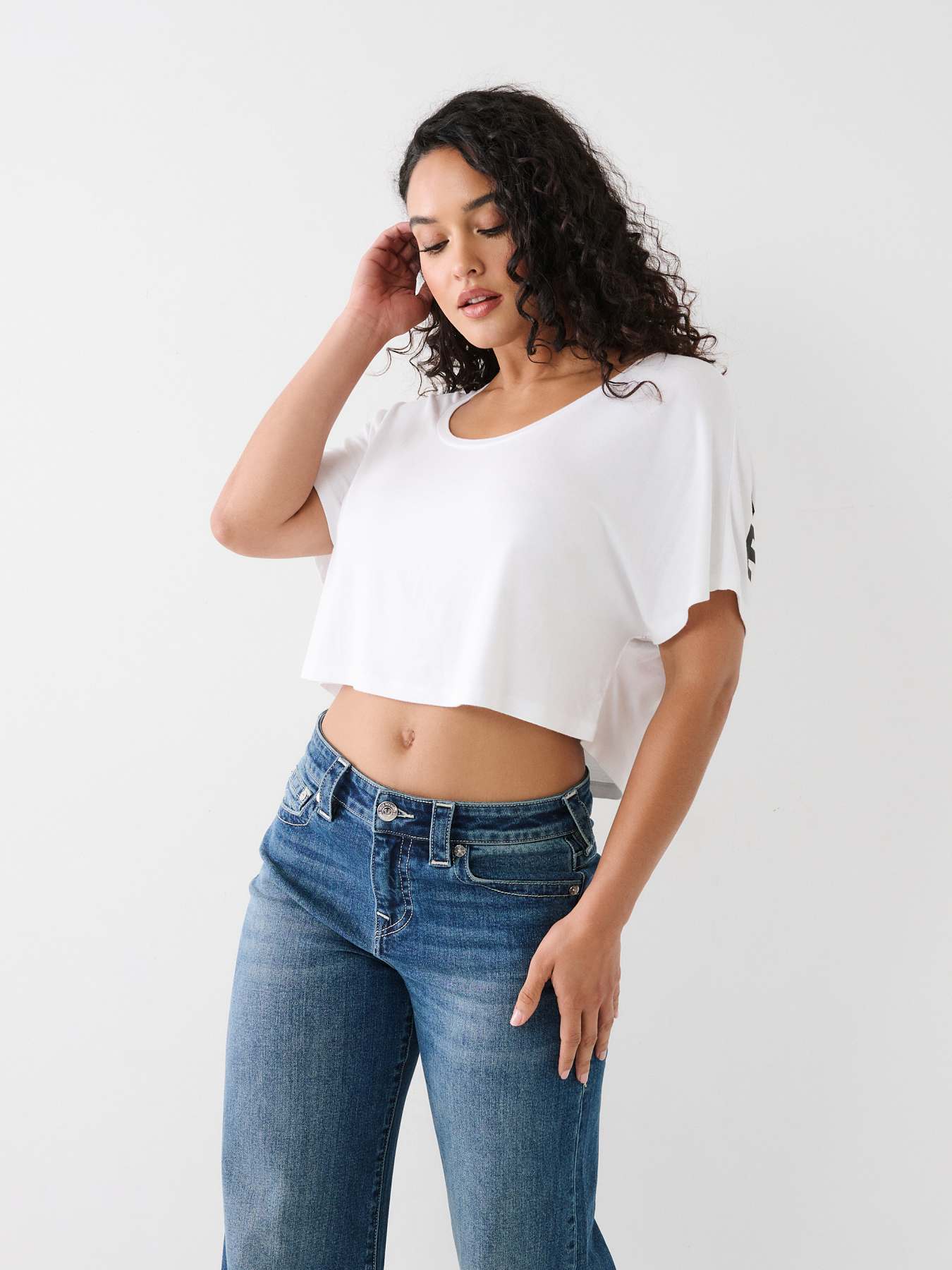 TRUE OFF SHOULDER CROP TEE