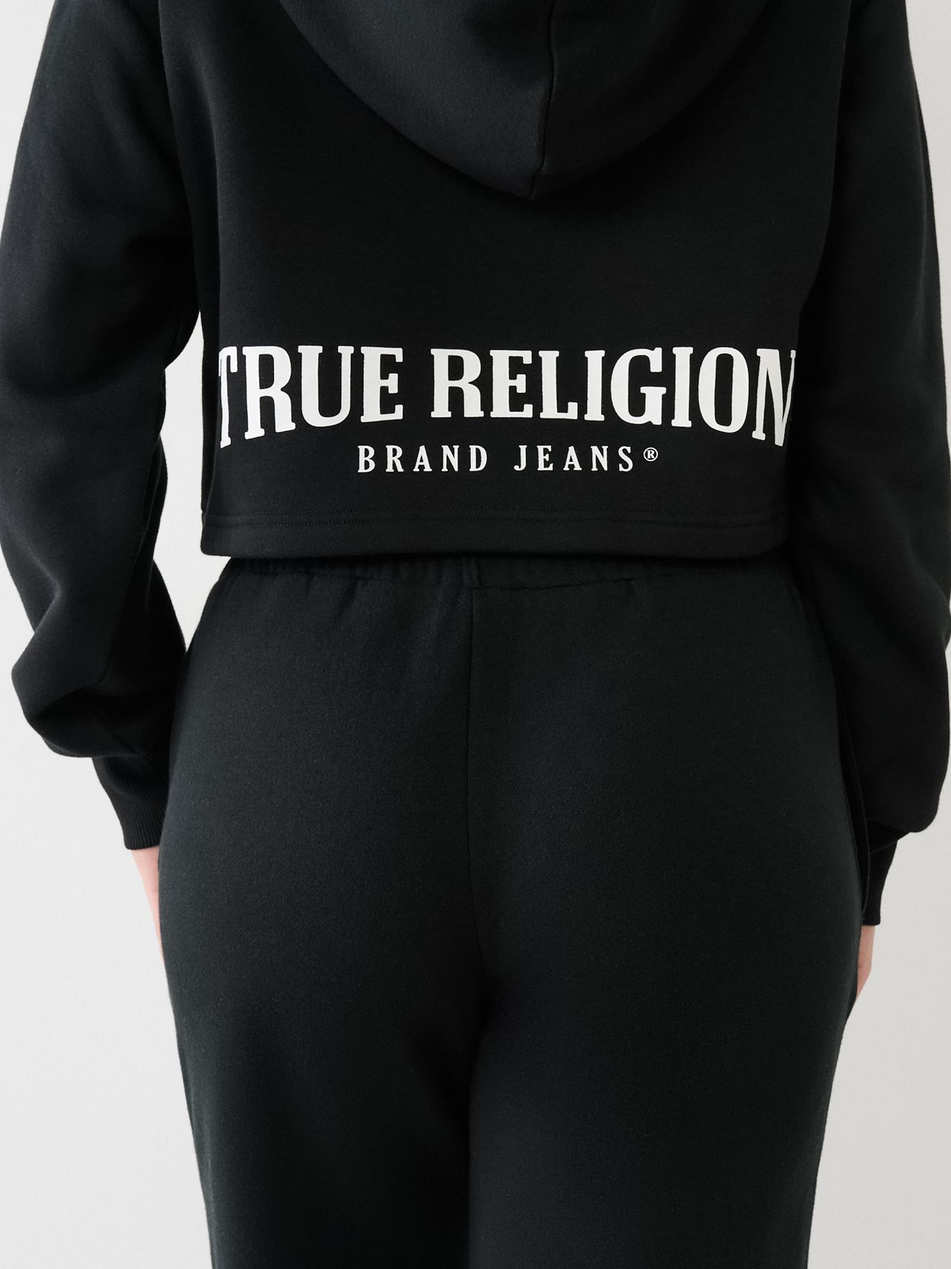 LACE UP LOGO CROP HOODIE