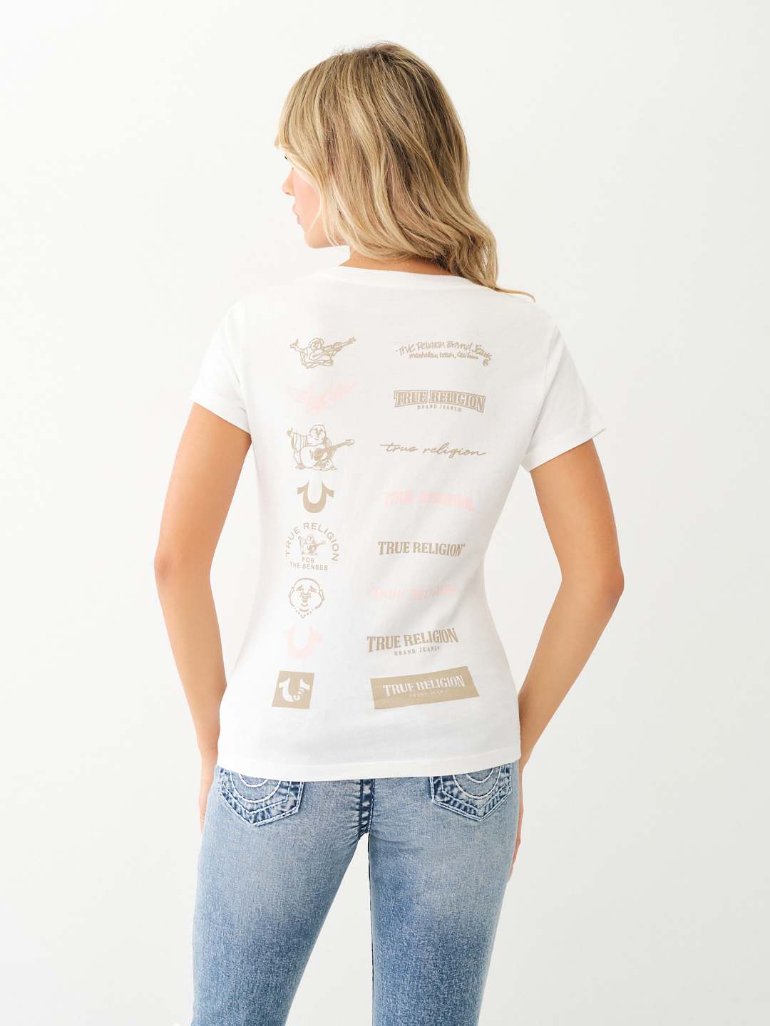 CRYSTAL HS MULTI LOGO TEE