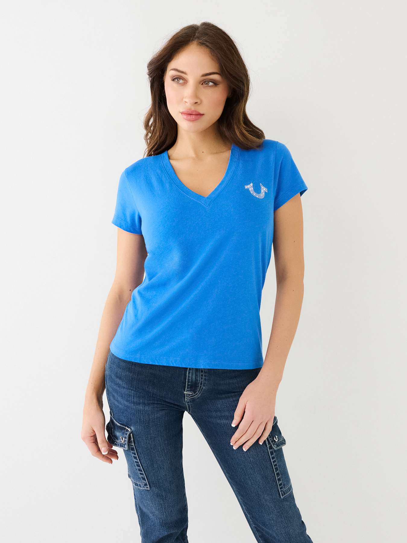 CRYSTAL HS MULTI LOGO TEE | True Religion