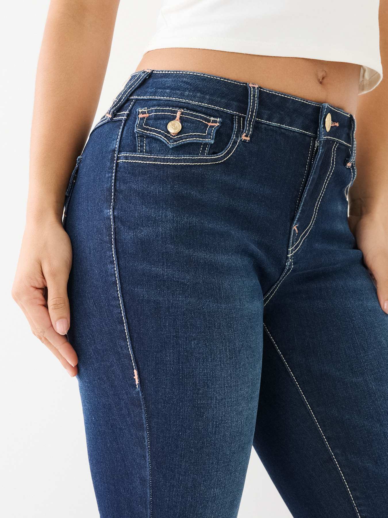 BECCA MID RISE SINGLE NEEDLE BOOTCUT JEAN - Dark Midnight Wash | True ...