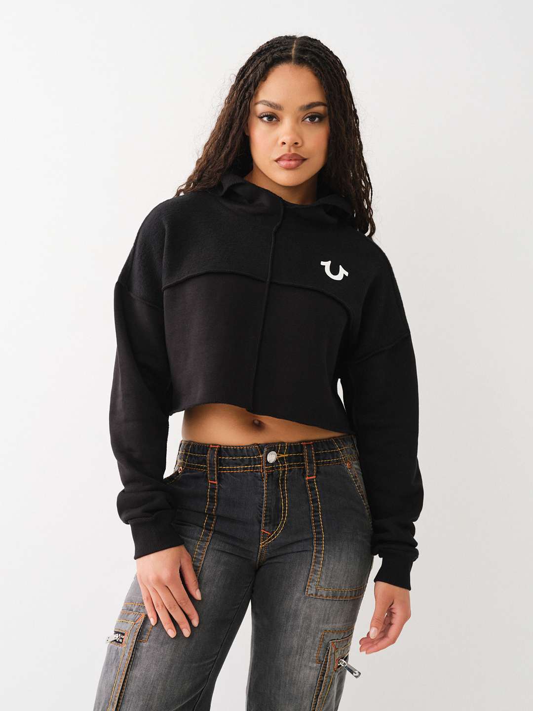 LOGO CROP FLEECE HOODIE | True Religion