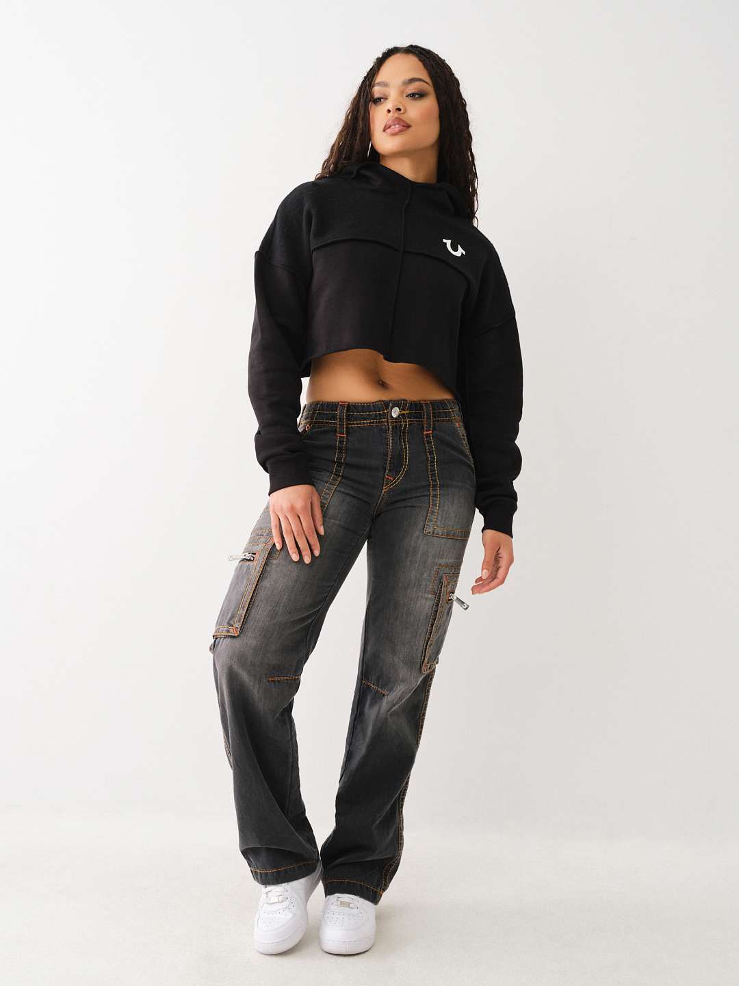 LOGO CROP FLEECE HOODIE | True Religion