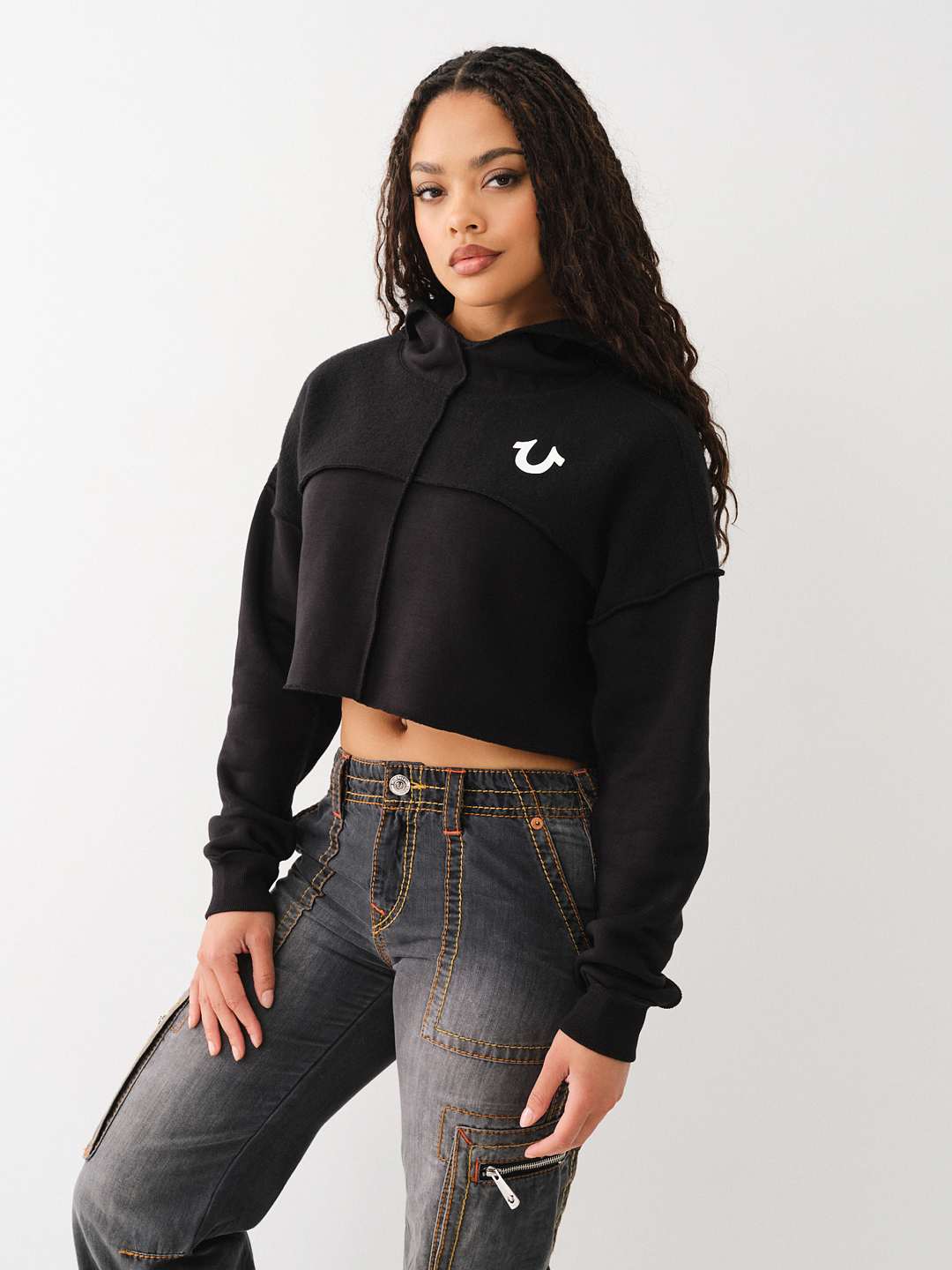LOGO CROP FLEECE HOODIE | True Religion