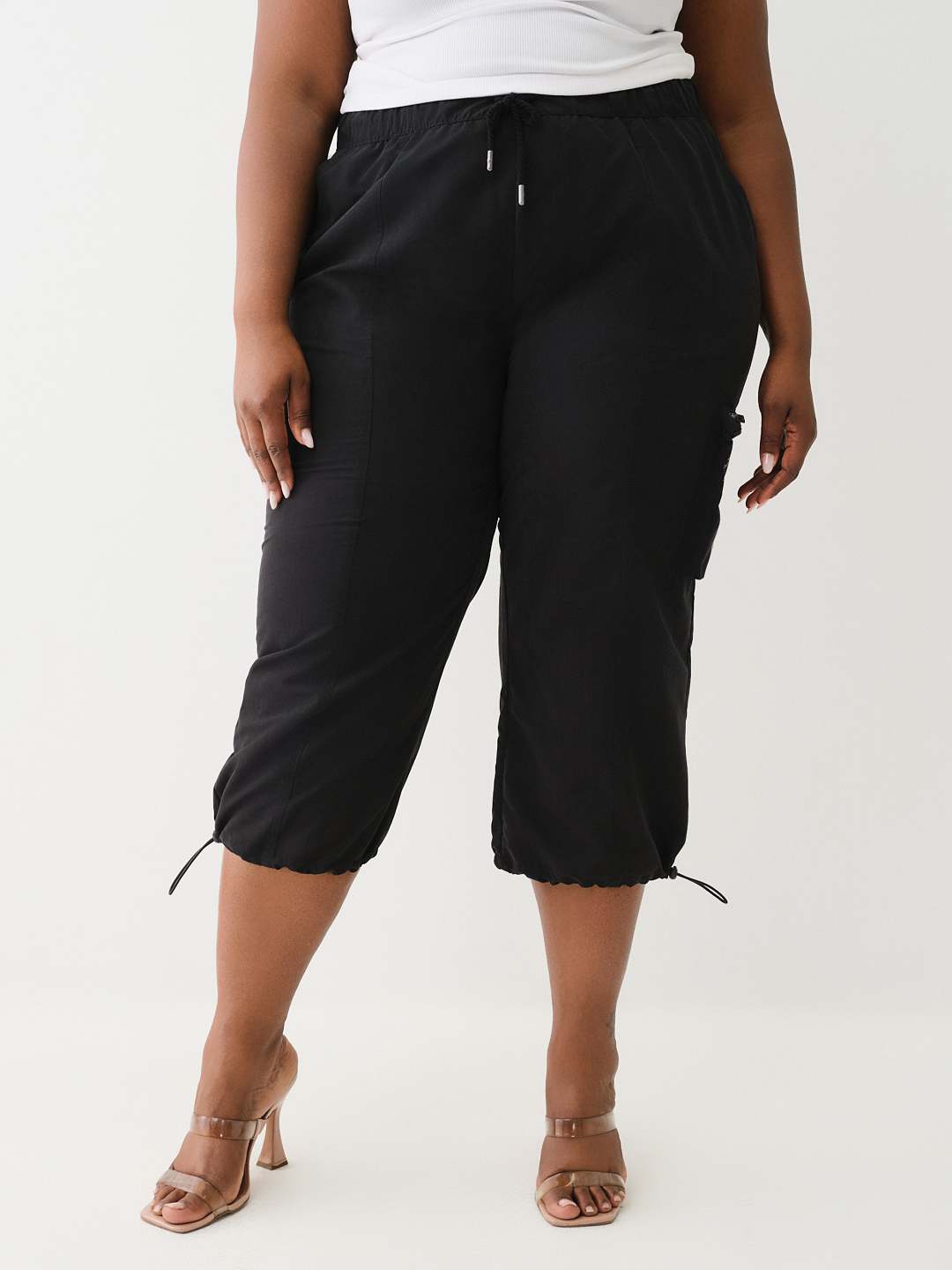 PLUS DRAWSTRING CARGO CAPRI PANT