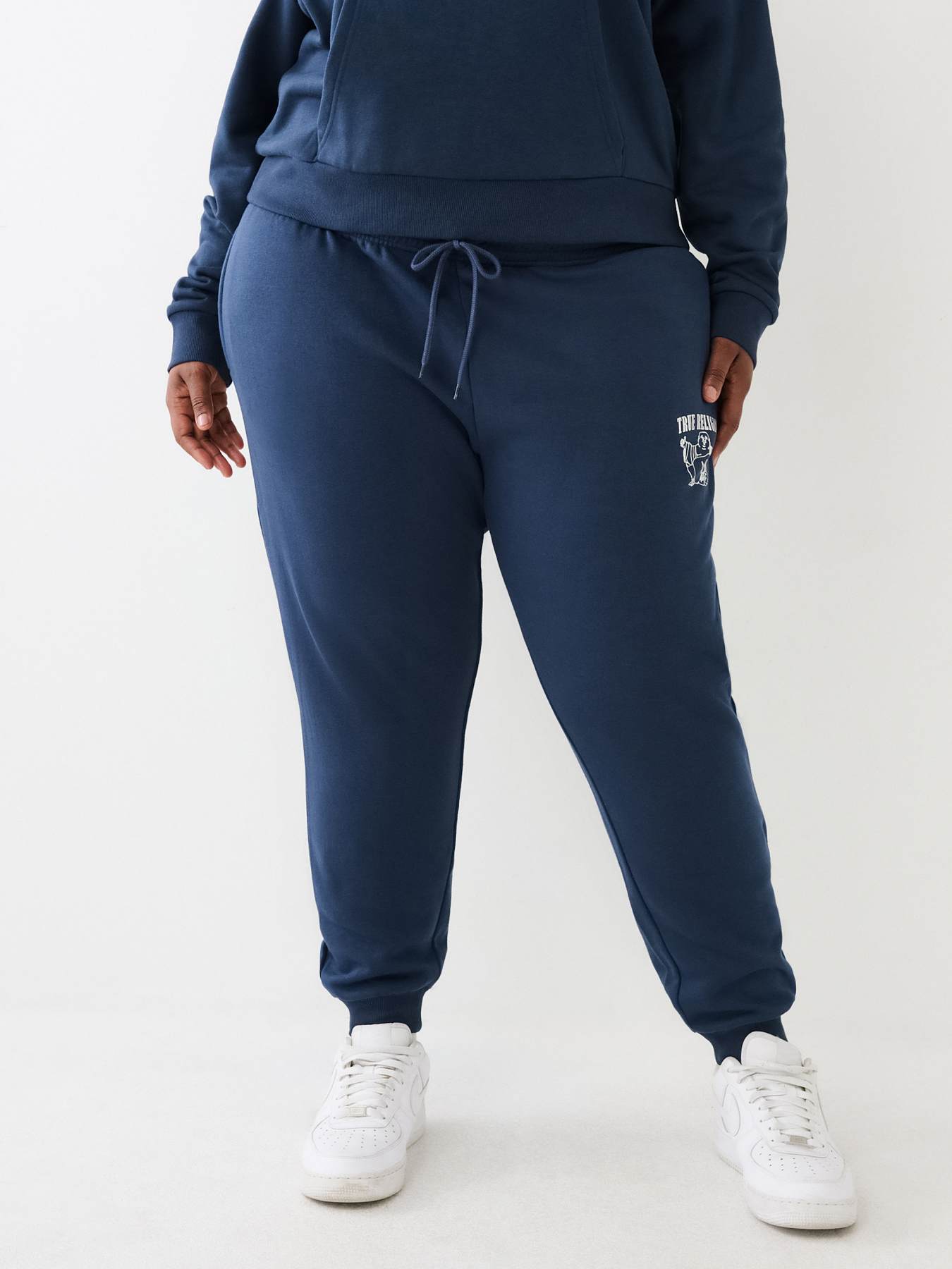 METALLIC BUDDHA LOGO FLEECE JOGGER - Navy/Sapphire | True Religion