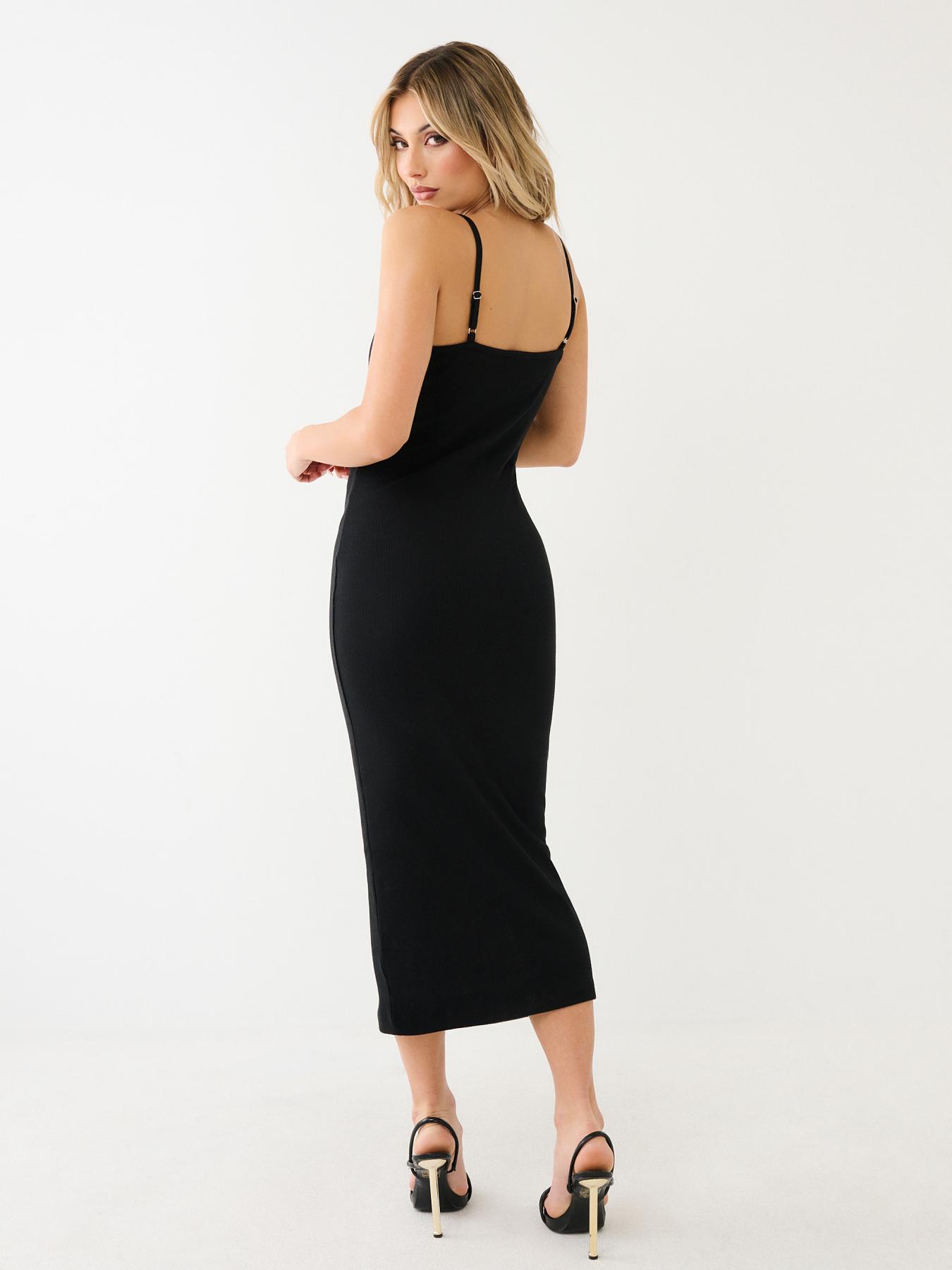 CRYSTAL HS RIB MAXI DRESS - Black | True Religion