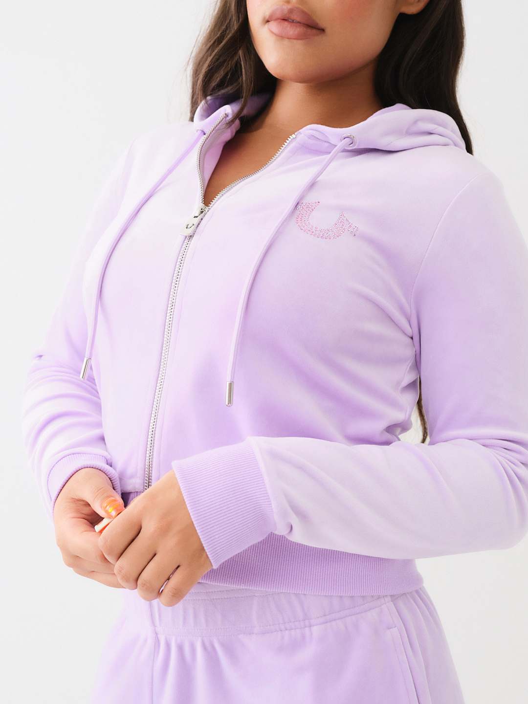 CRYSTAL HS LOGO VELOUR ZIP HOODIE | True Religion