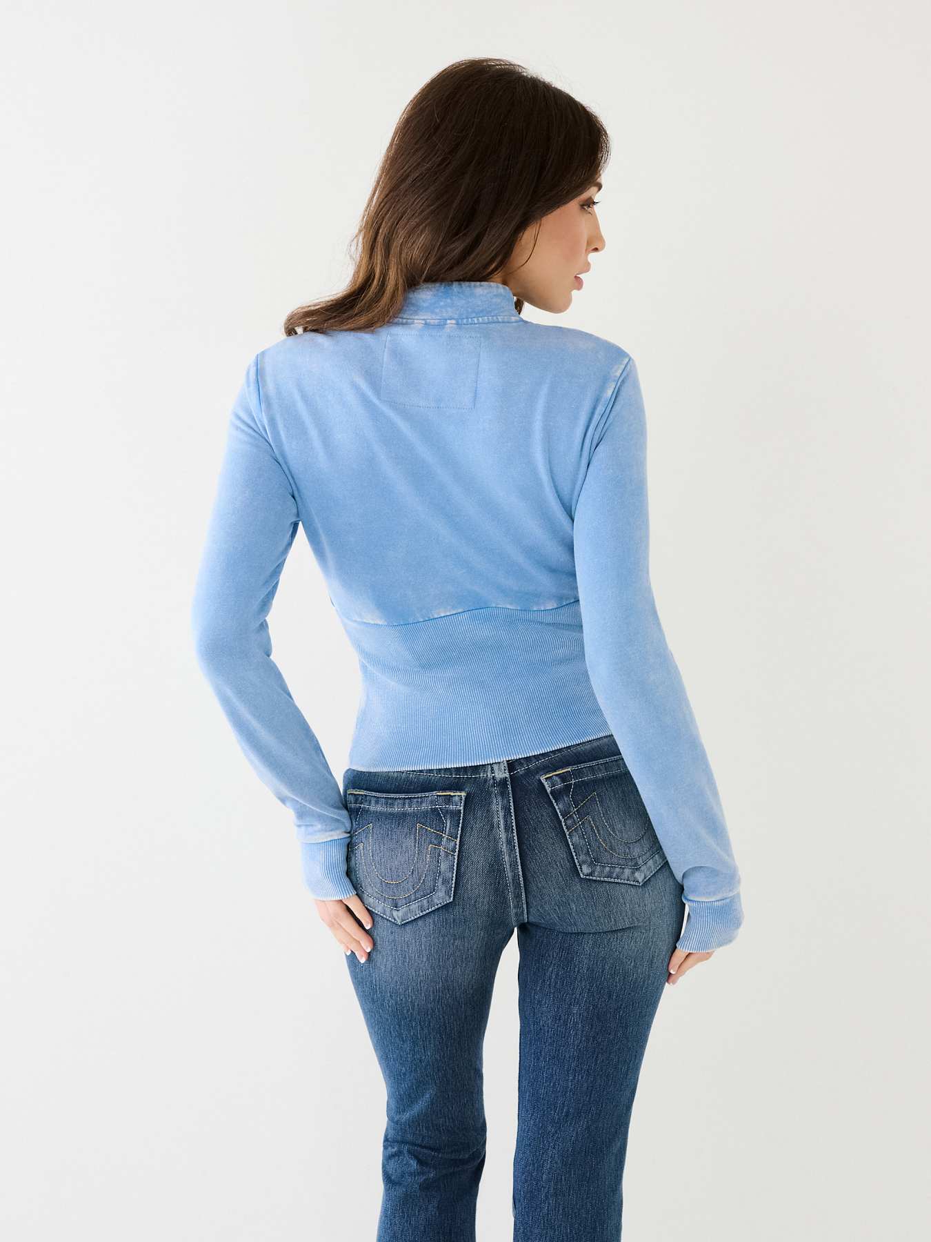 TRUE RELIGION LOGO ZIP CROP JACKET - Dusk Blue | True Religion