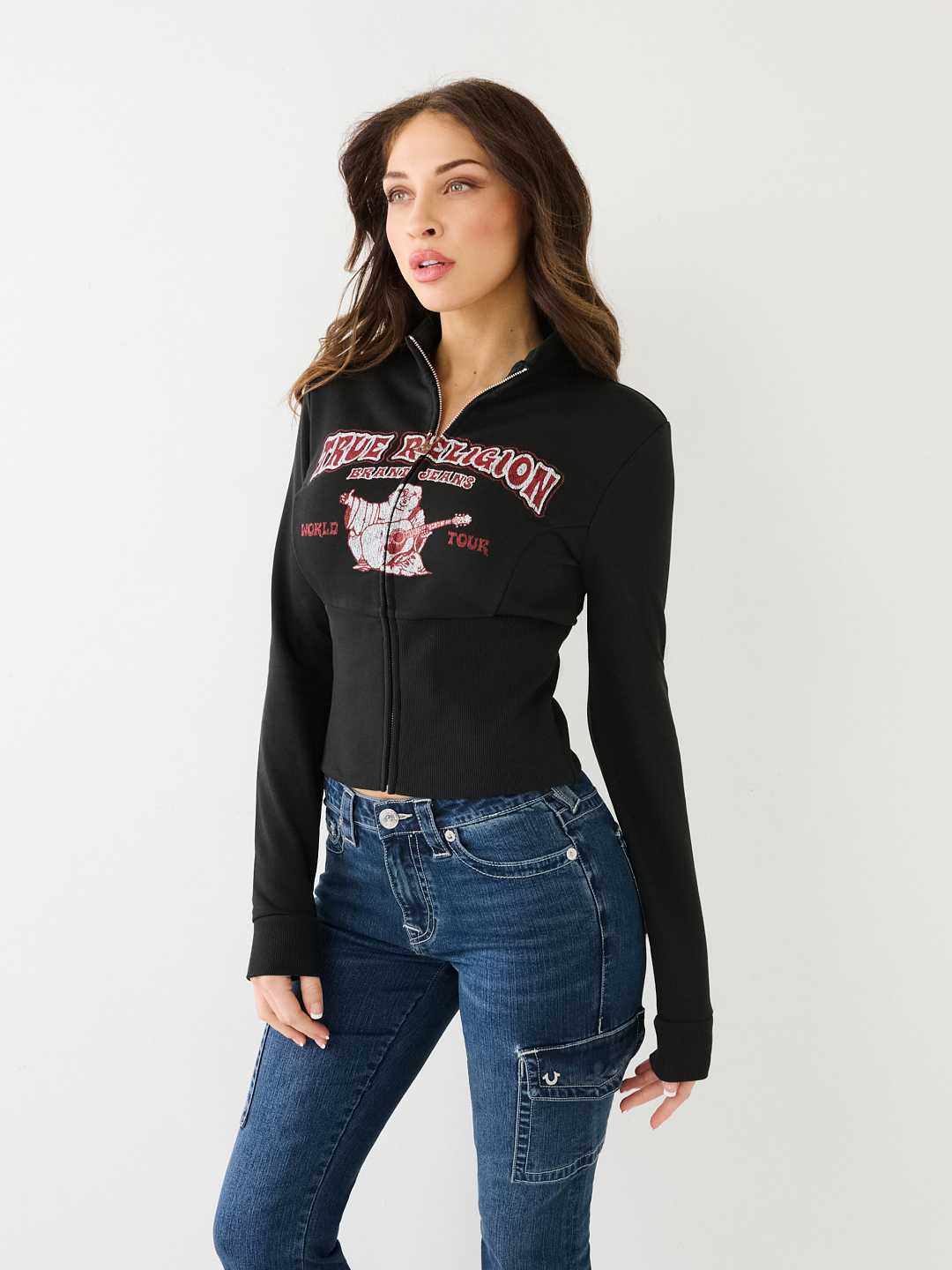 BUDDHA LOGO ZIP CROP JACKET