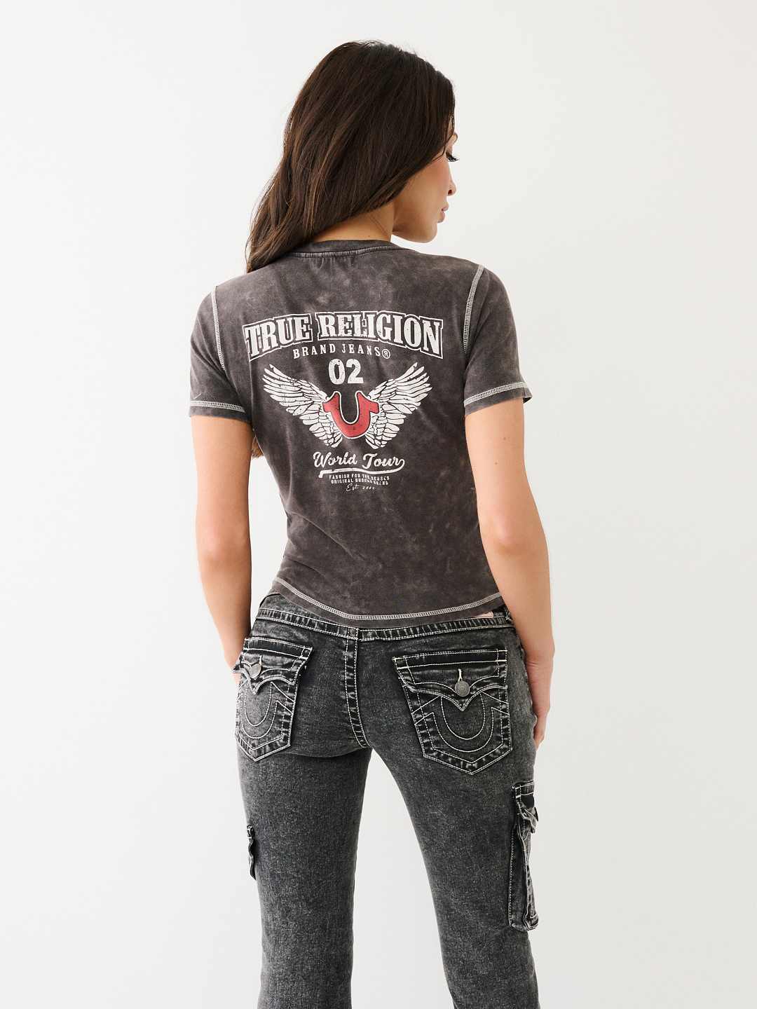 CONTRAST STITCH ACID WASH TEE